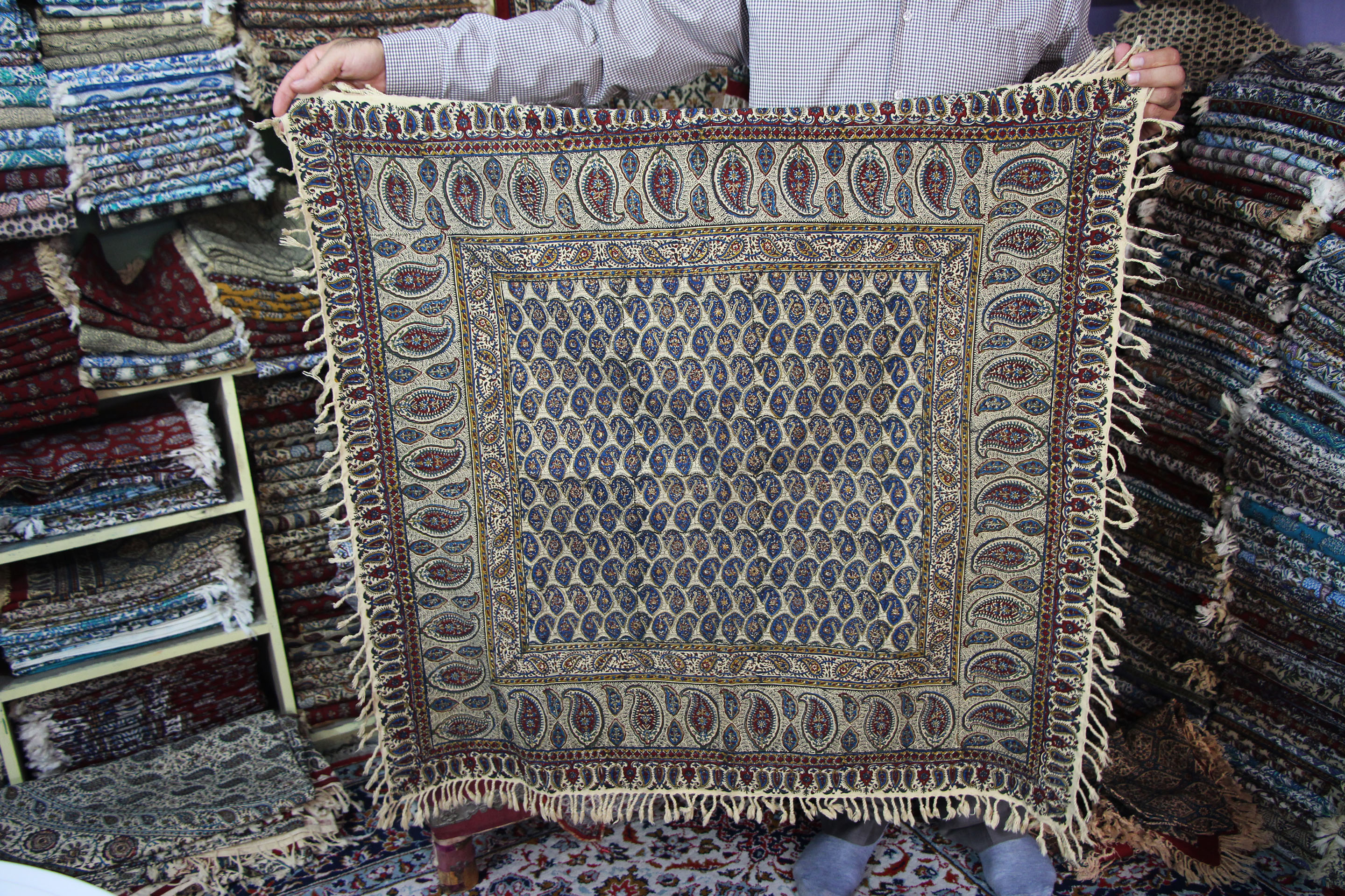 Persian textile block-printed handmade (Ghalamkar), Pure cotton, 100* ...