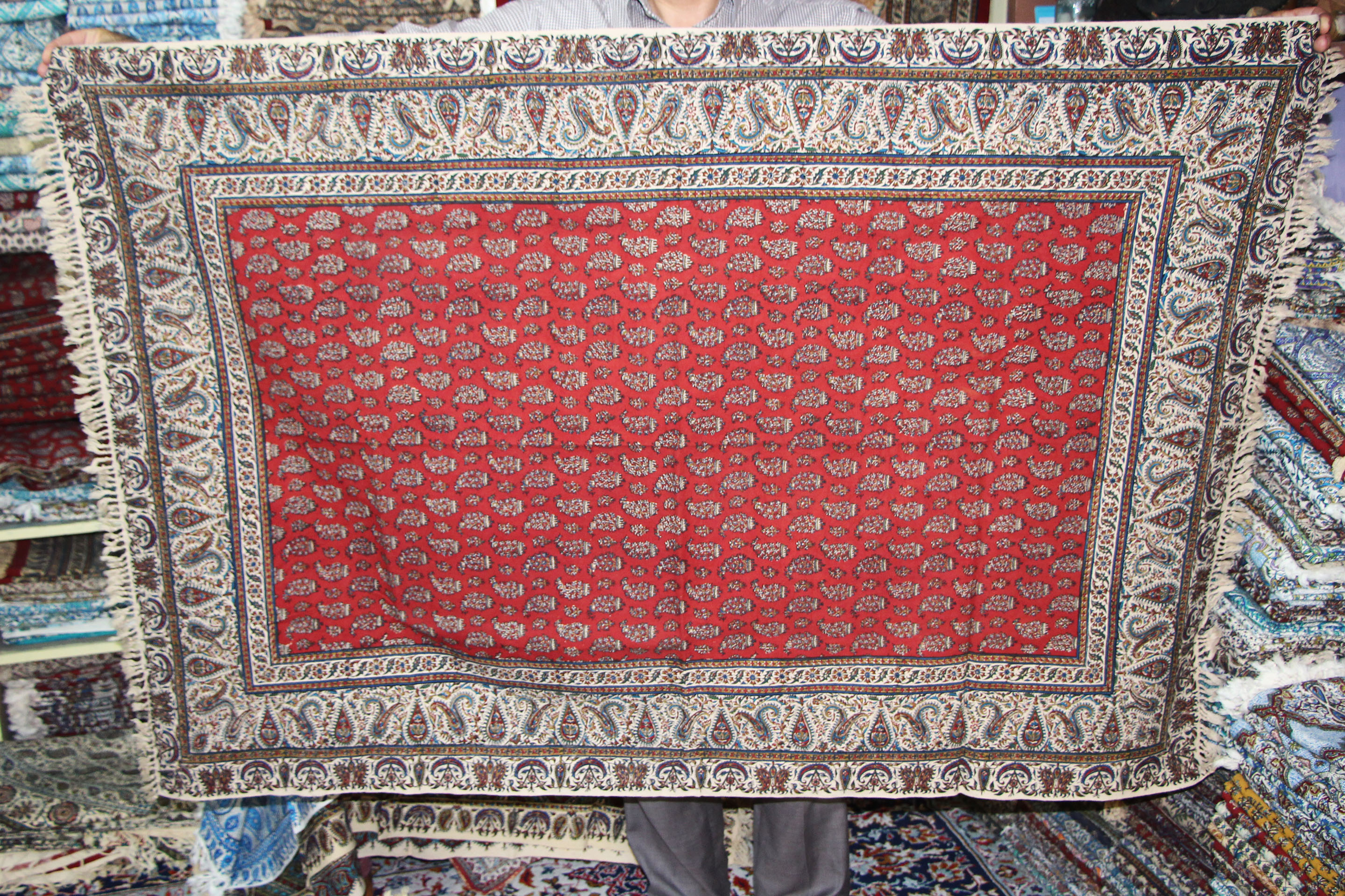 Persian textile block-printed handmade (Ghalamkar), Pure cotton, 150* ...