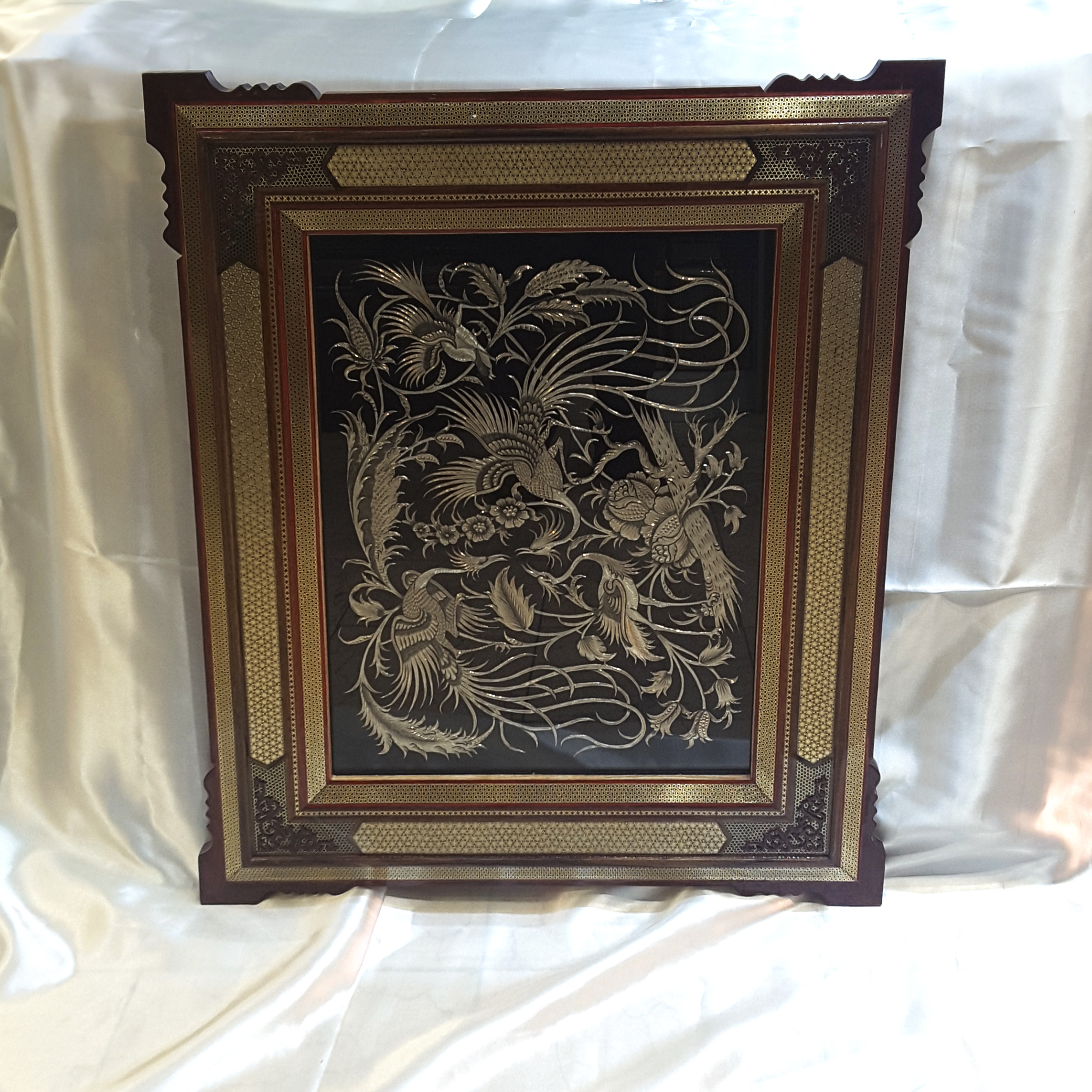 Persian handmade Ghalamzani (engraving) Plate on Copper with Khatam ...