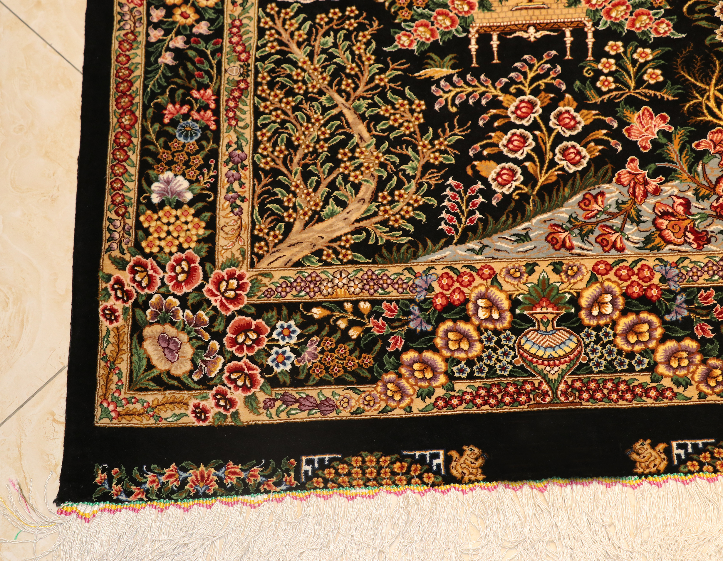 Complete Silk Carpet, Sarasar Derakhti, 120 × 80, Lacquer, Qom, Iran ...