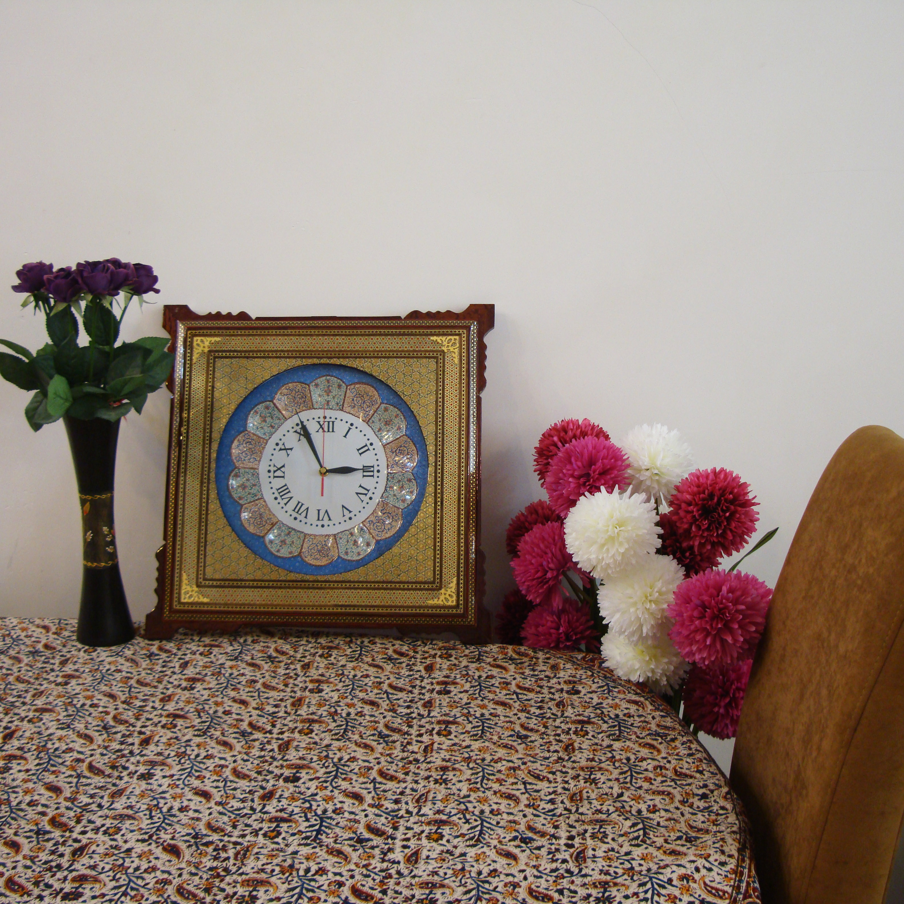 Persian Esfahan handmade - Inlayed (Khatam) Wall Clock with Enameld ...