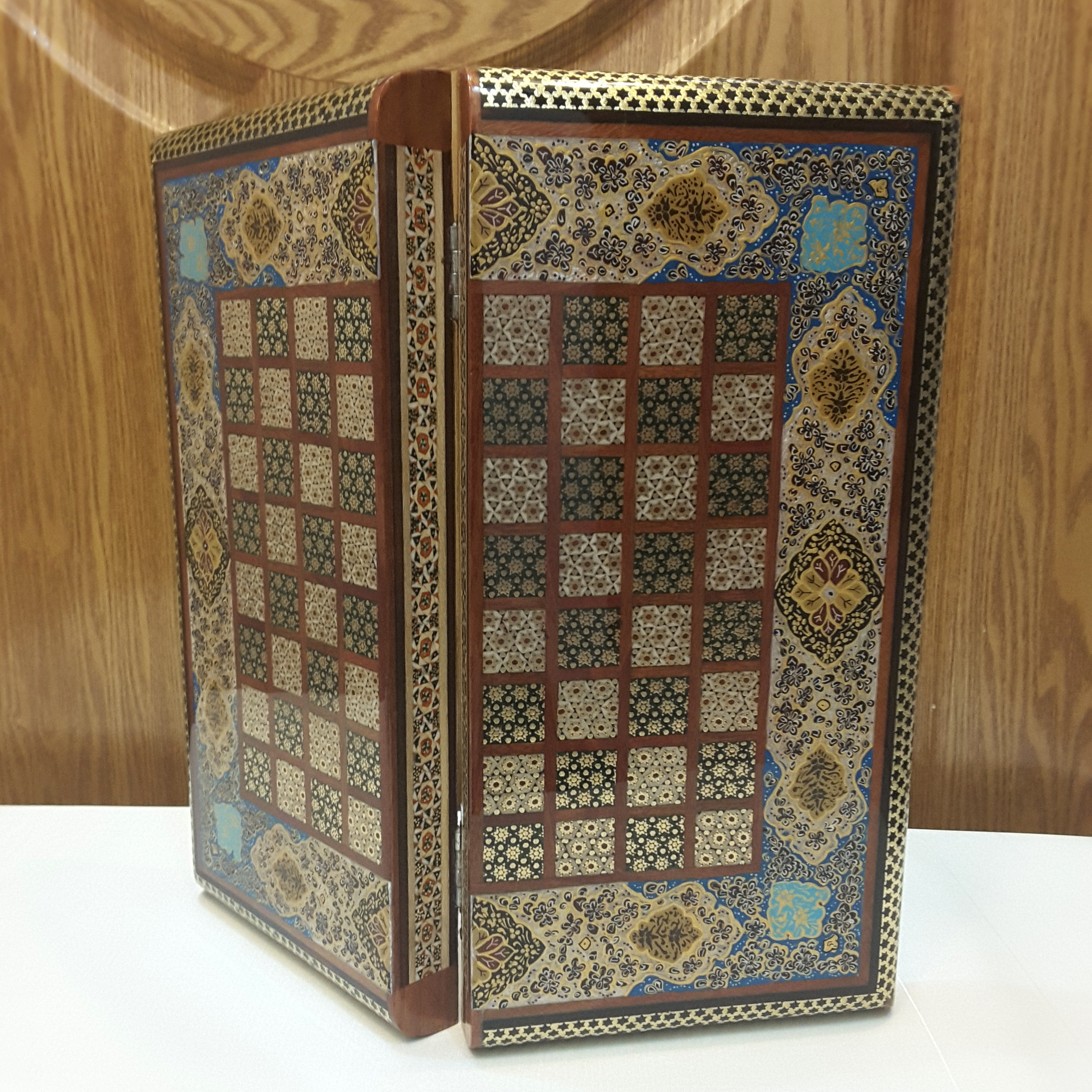 Persian crafts inlayed (khatam) Chessboard and Backgammon box with ...