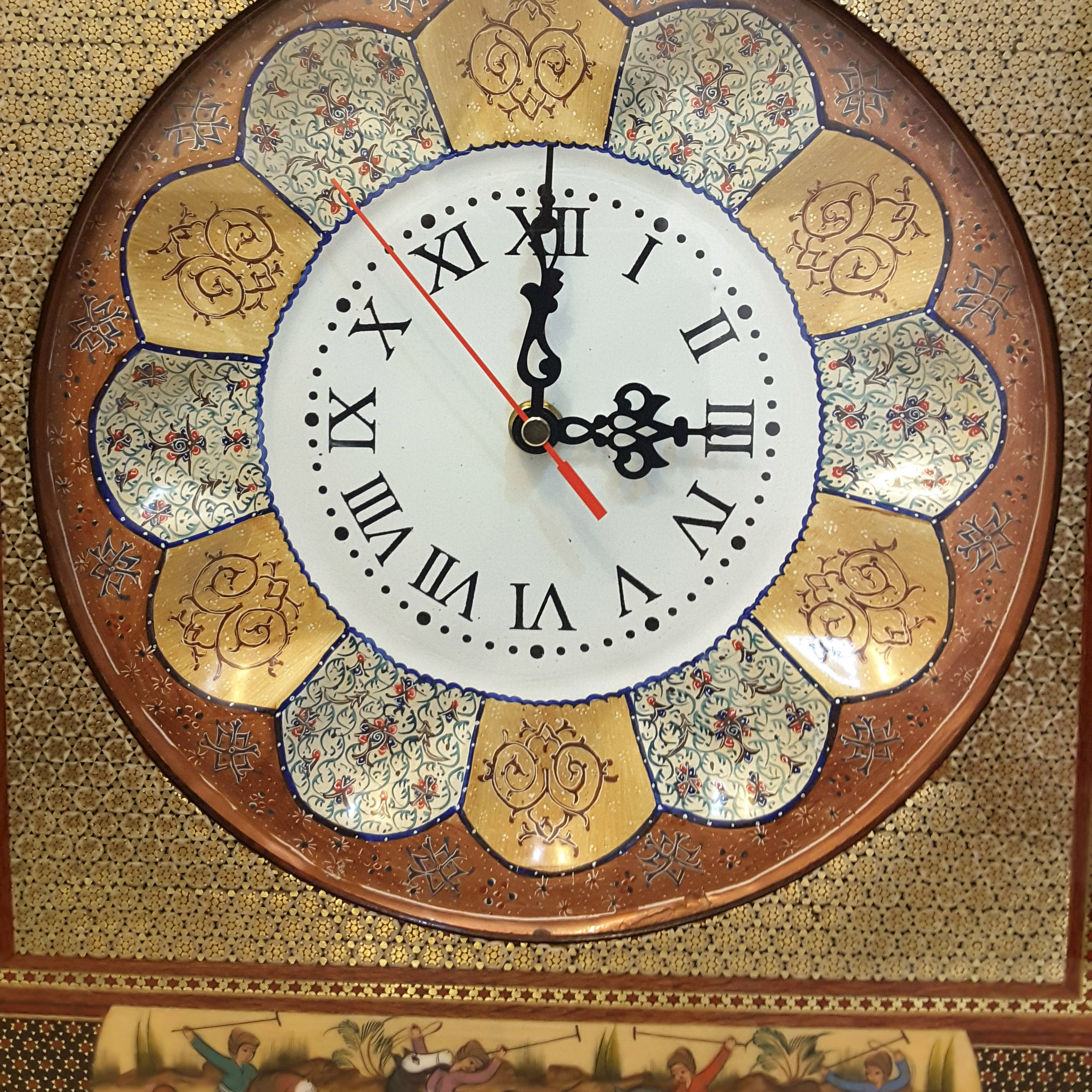 Persian handmade - Inlayed (Khatam) Wall Clock with Enameled plate ...