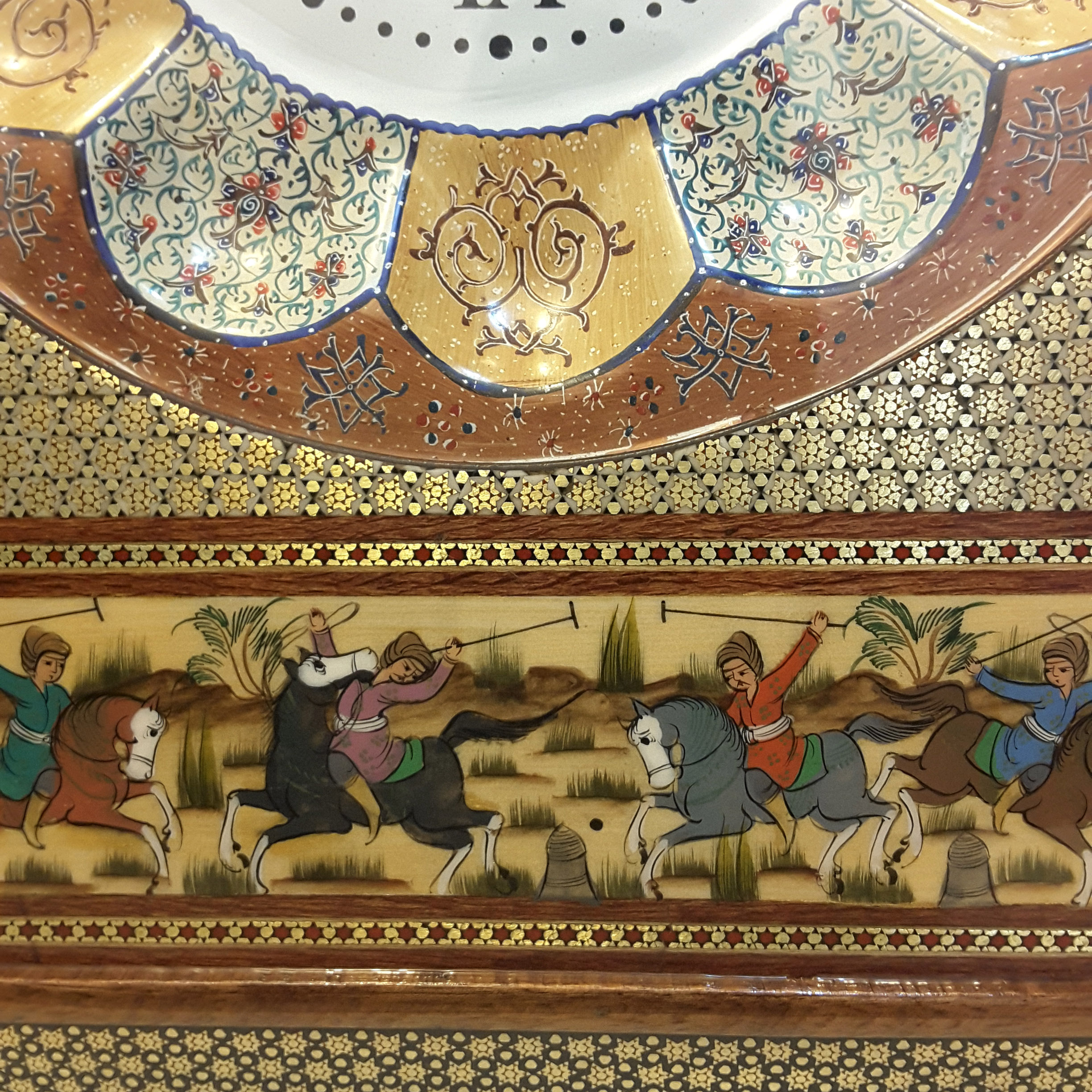 Persian handmade - Inlayed (Khatam) Wall Clock with Enameled plate ...