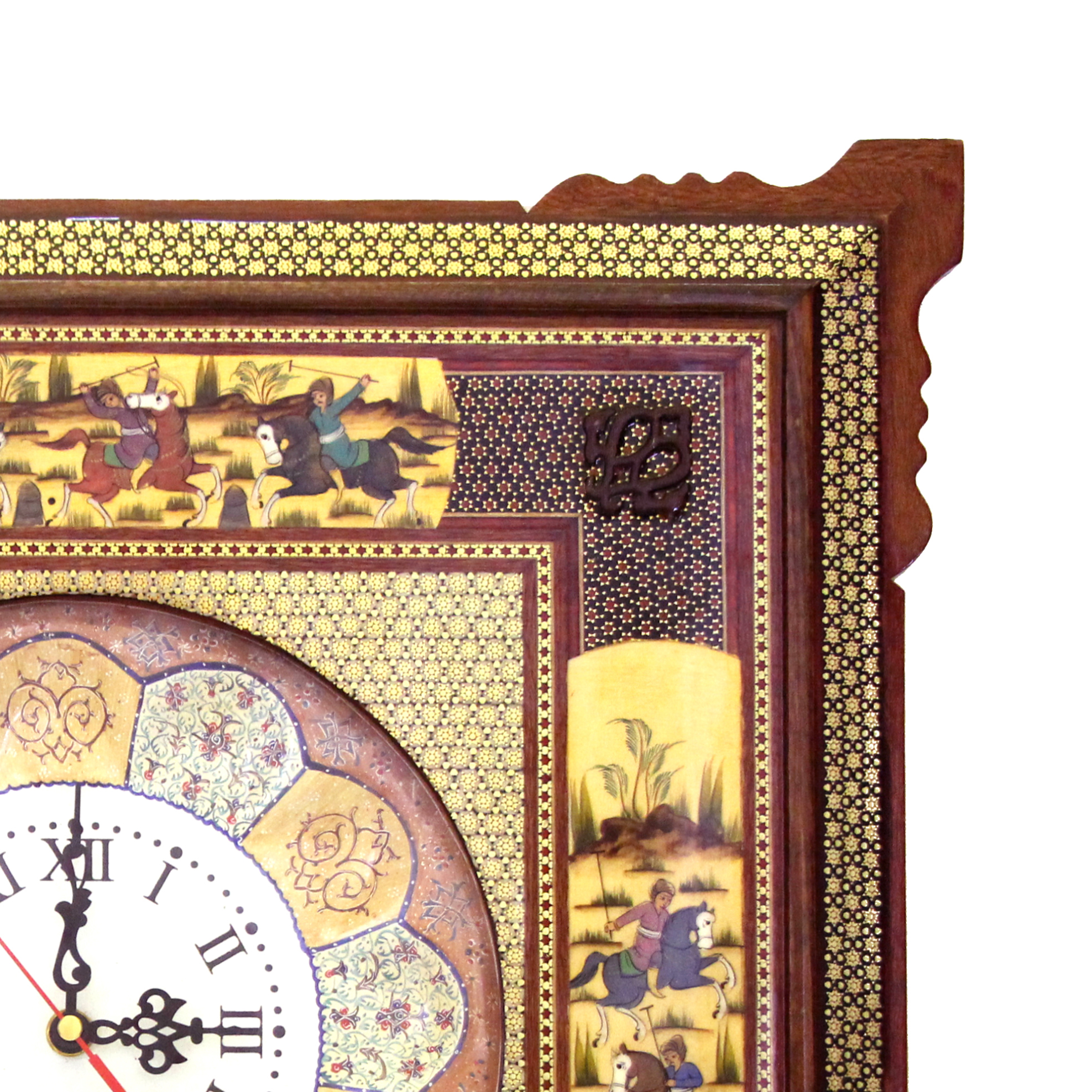 Persian handmade - Inlayed (Khatam) Wall Clock with Enameled plate ...