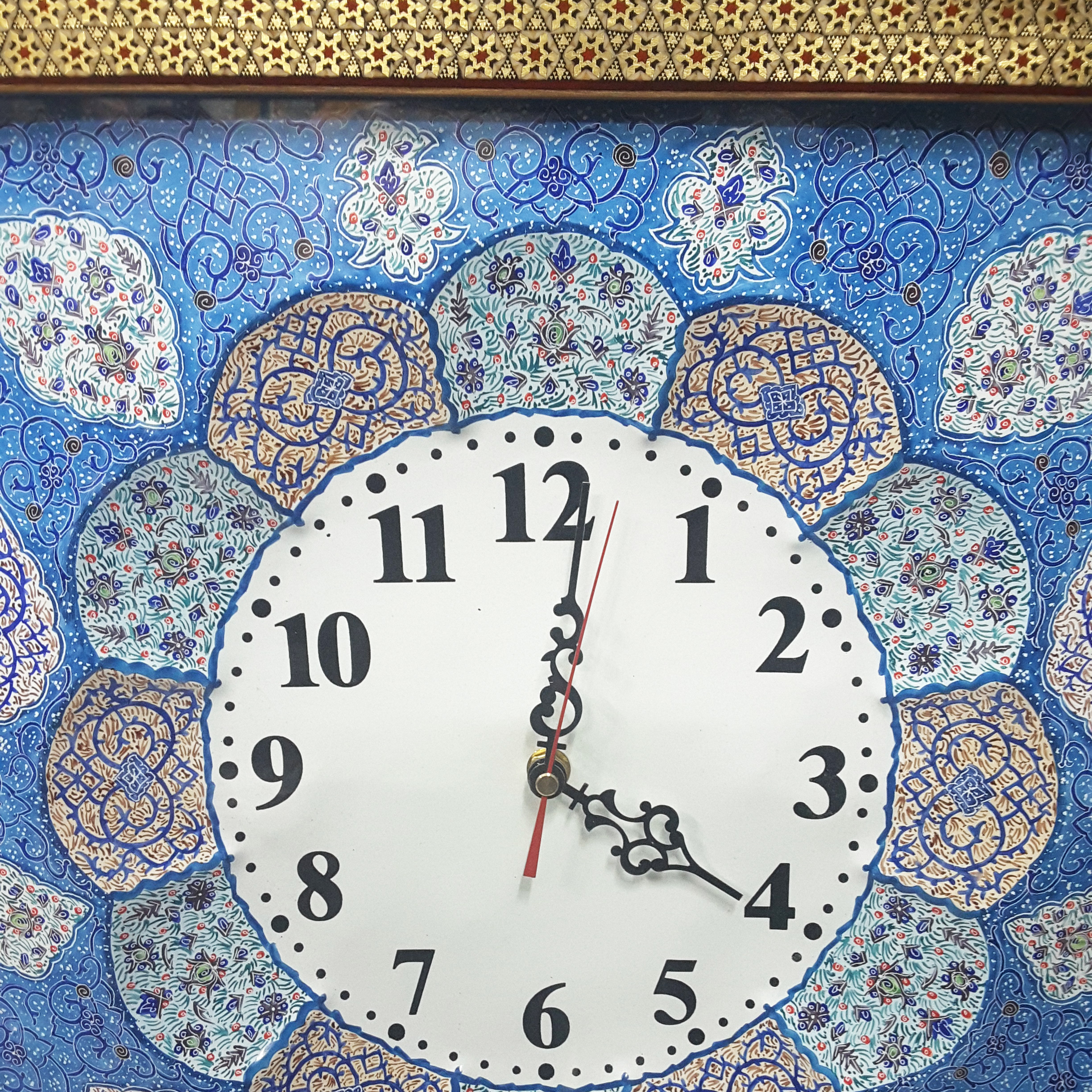 Persian handmade - Inlayed (Khatam) Wall Clock with enameld plate ...