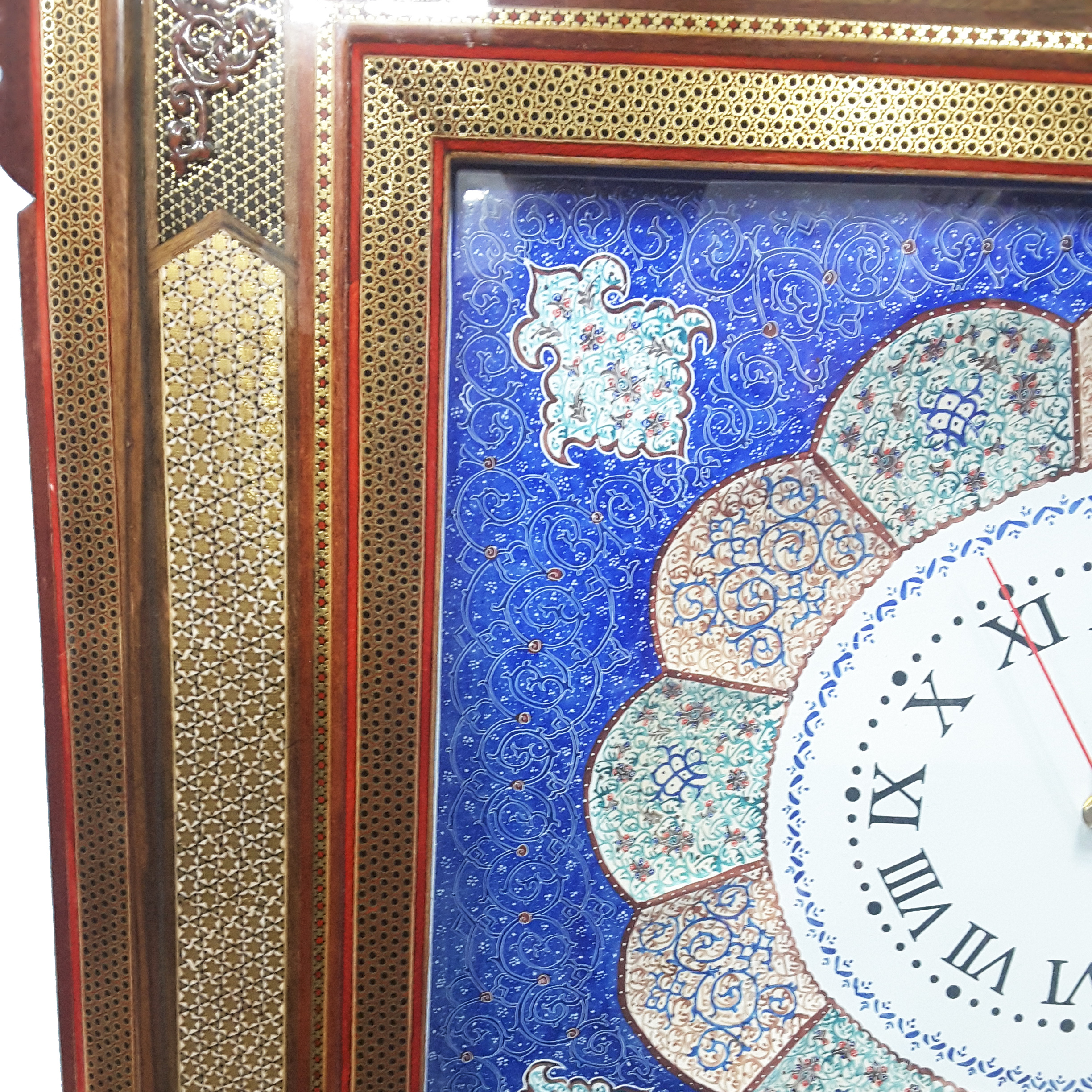Persian handmade - Inlayed (Khatam) Wall Clock with enameld plate ...