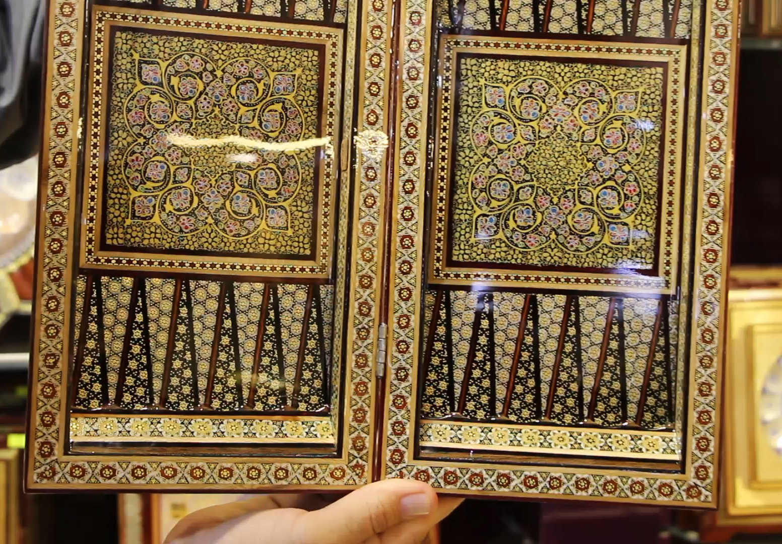 Persian inlayed (Khatam) Chessboard and Backgammon box with Persian ...