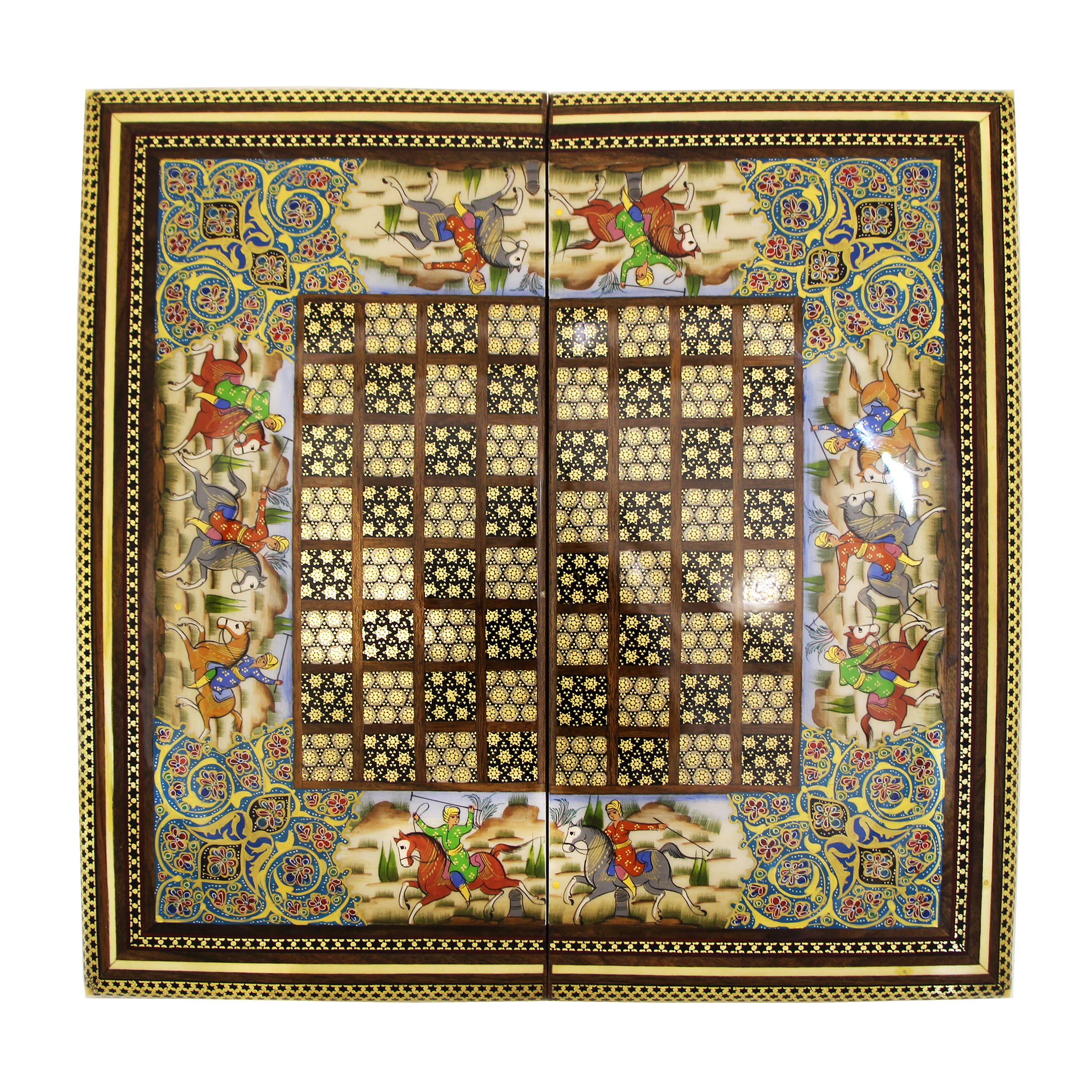 Persian inlayed (Khatam) Chessboard and Backgammon box with Persian ...