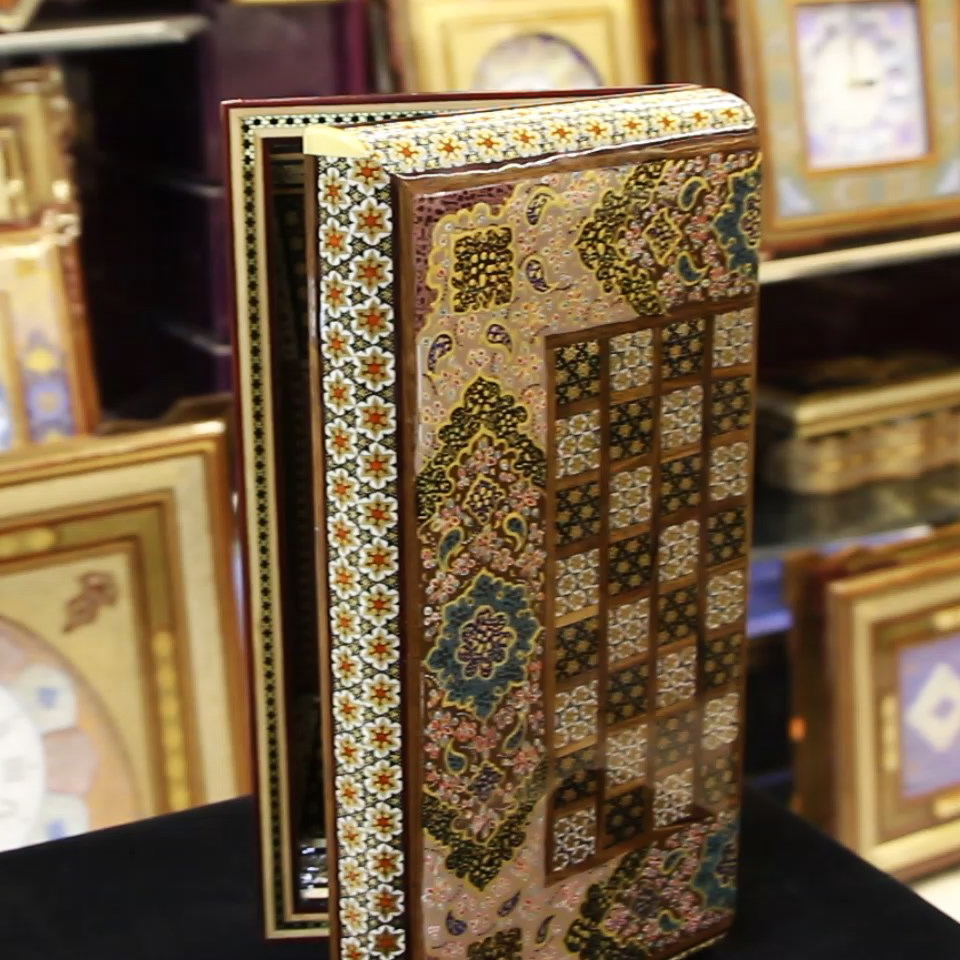Persian inlayed (Khatamkari) Chessboard and Backgammon box with Persian ...