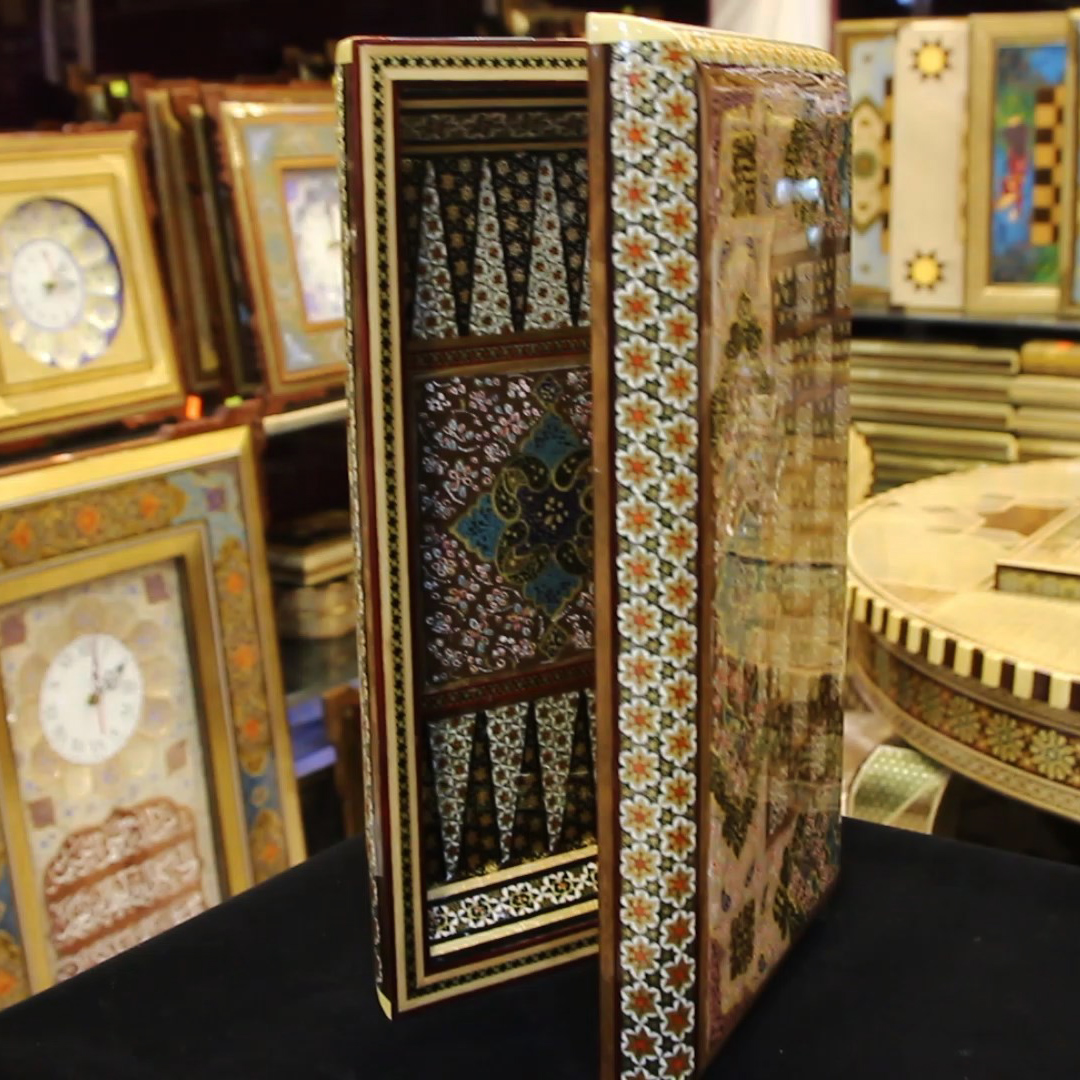 Persian inlayed (Khatamkari) Chessboard and Backgammon box with Persian ...