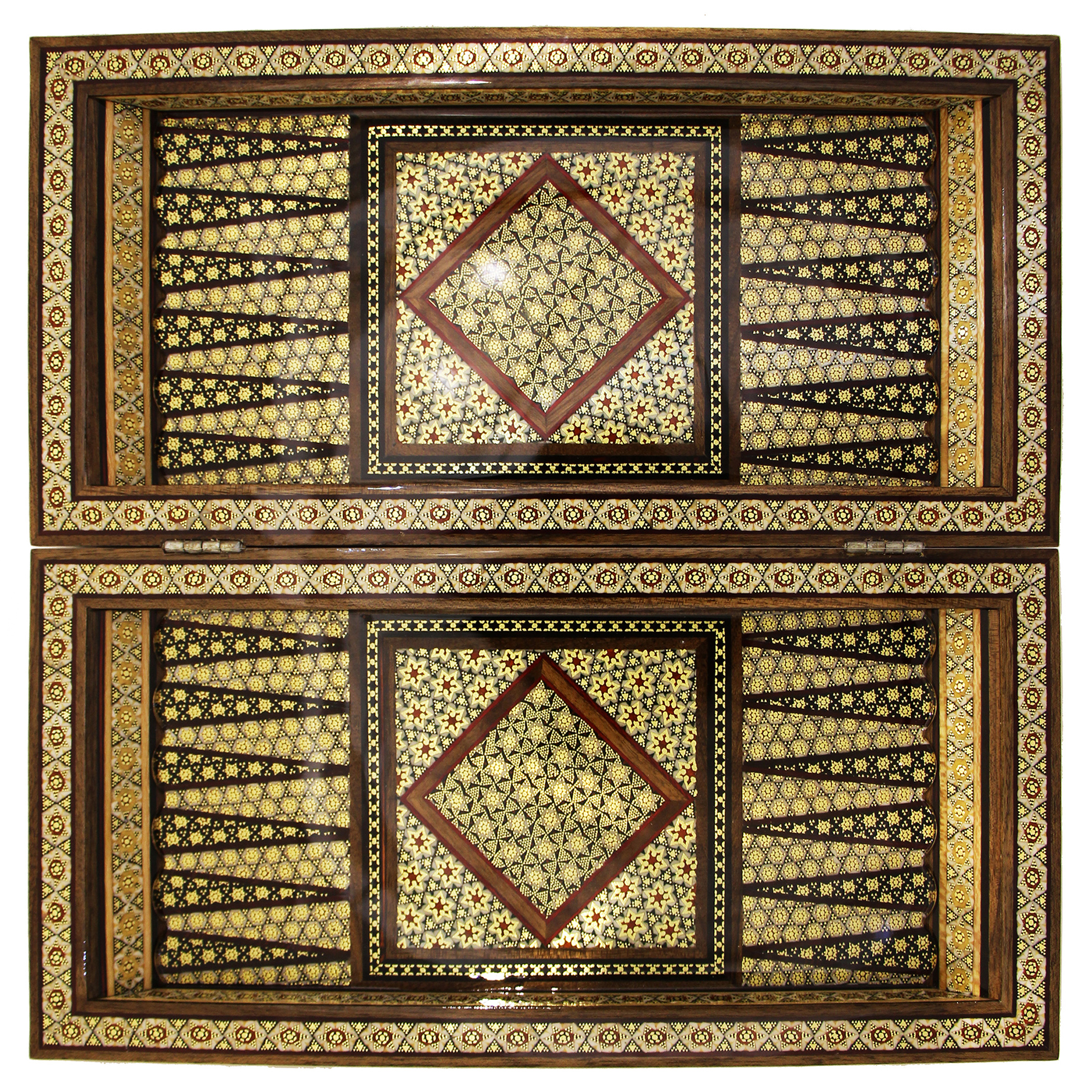 Persian inlayed (all Khatam) Chessboard and Backgammon box - 50 cm ...