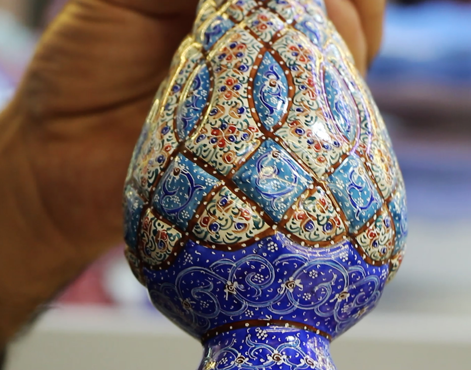 Persian Enameled handmade (Mina) - Flower Pot, Eslimi-Khotai design ...