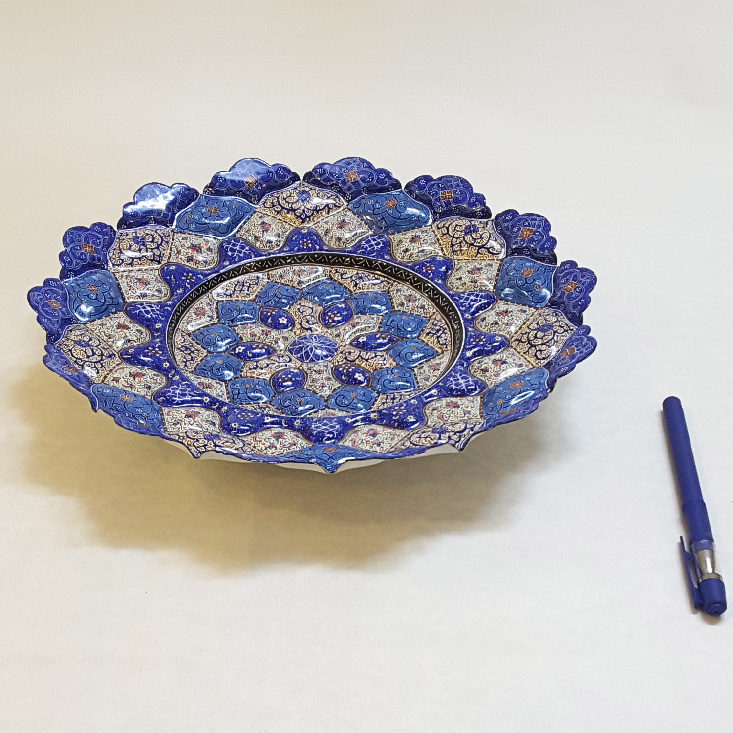 Persian Handmade enameled Wall Hanging plate on copper, Eslimi design ...