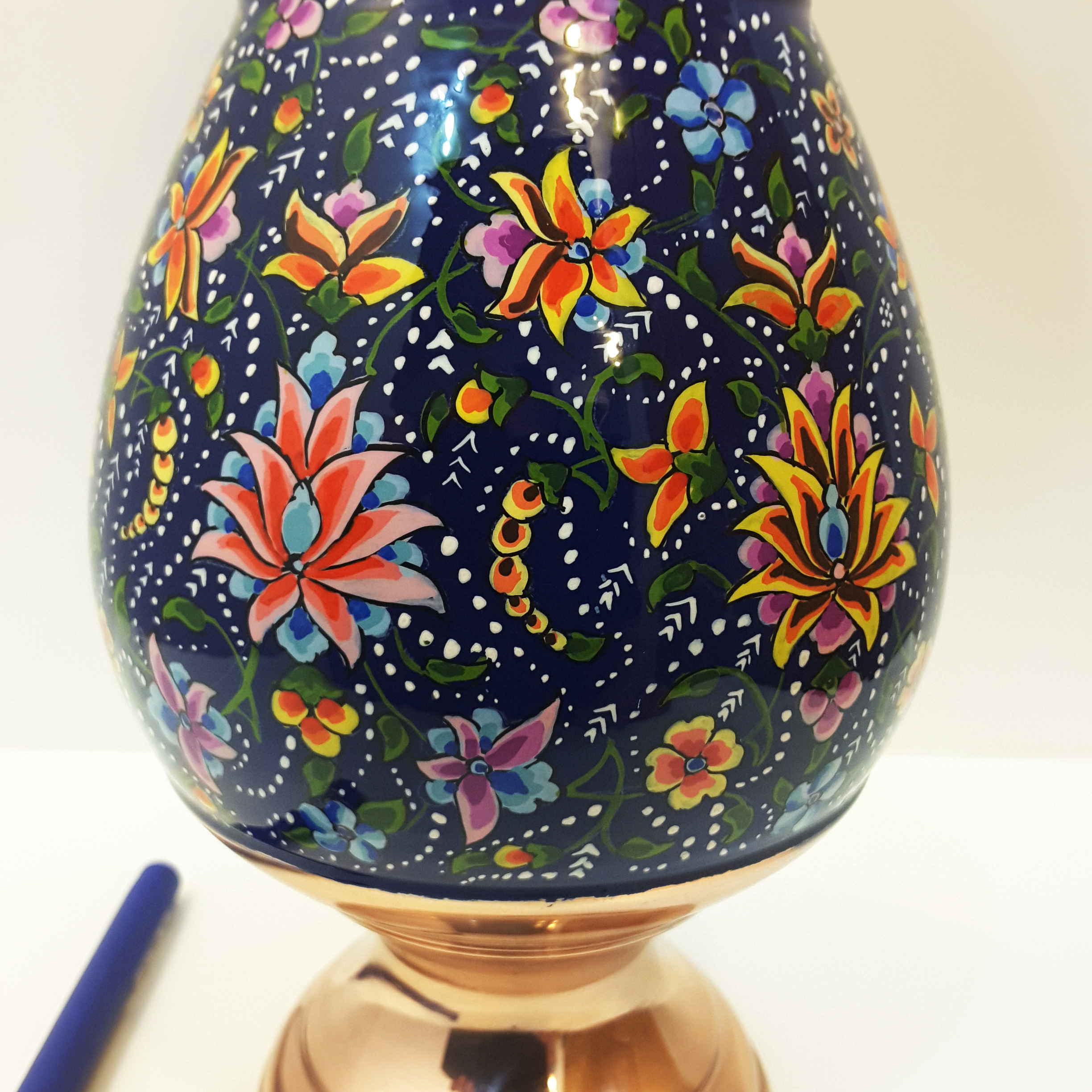 Persian enameled Handicraft (Mina) - Flower Pot Pardazi type - 30 cm ...