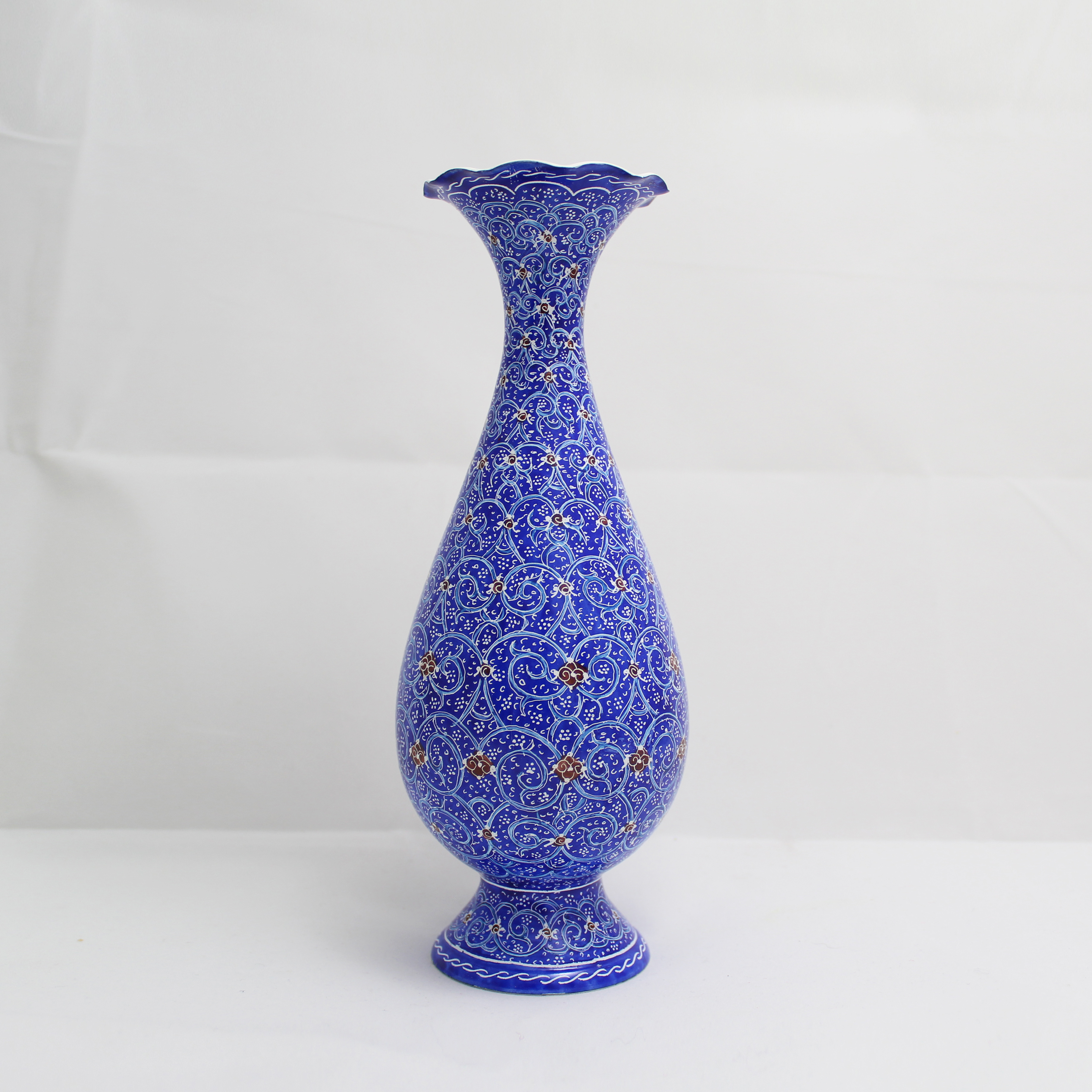 Persian enameled handicraft (Mina) - Blue Flower Pot - 20 cm | Taha ...