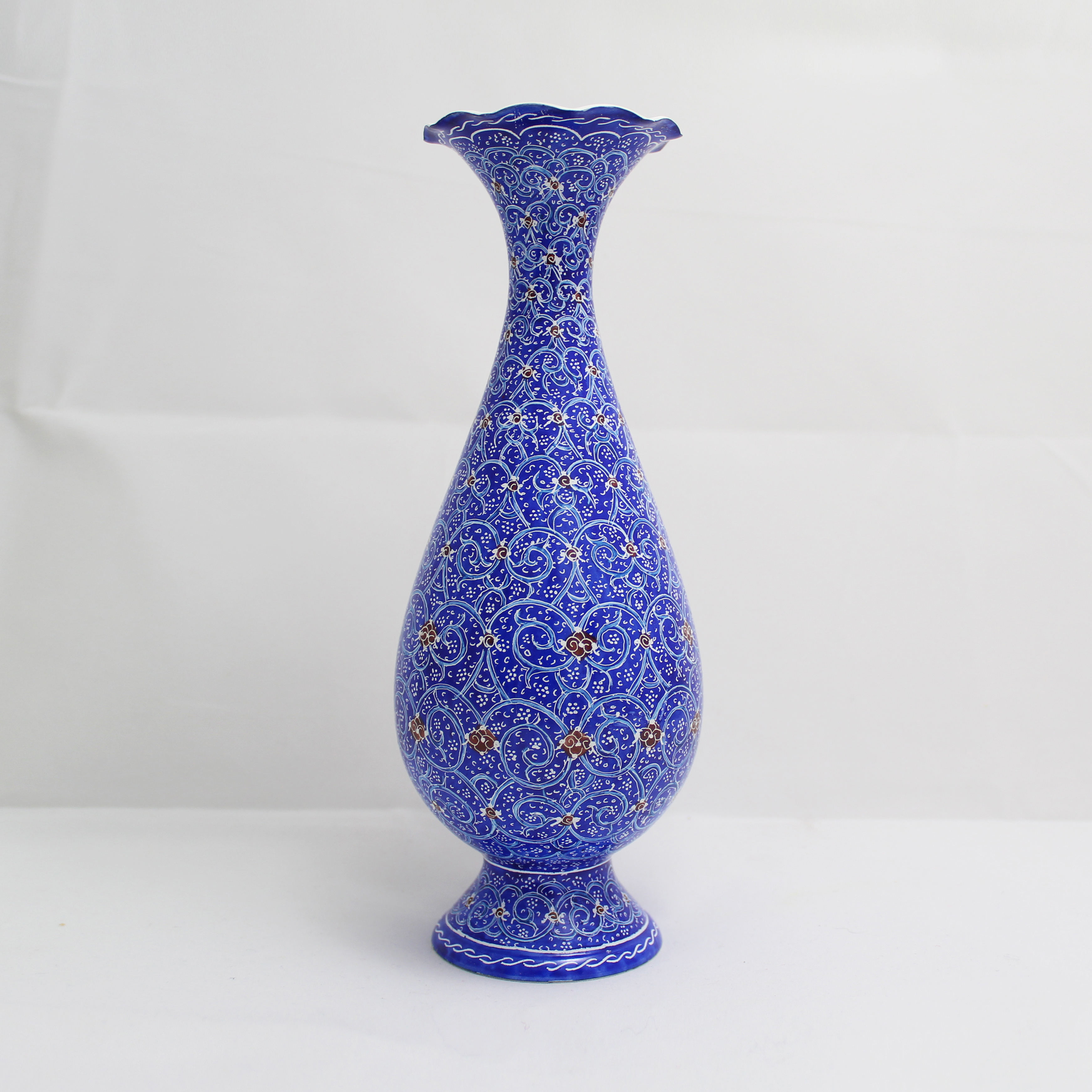 Persian enameled handicraft (Mina) - Blue Flower Pot - 25 cm | Taha ...