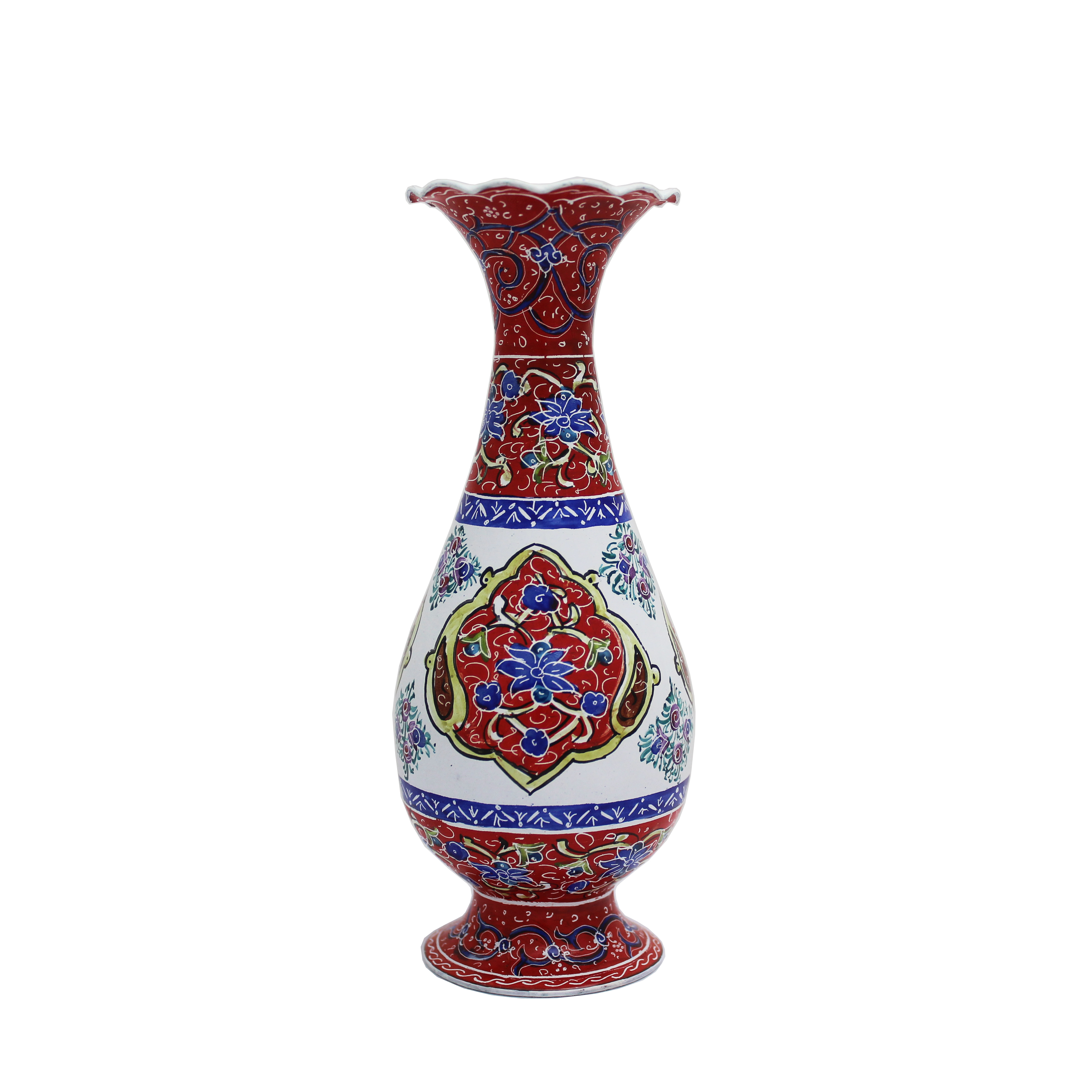 Persian enameled handicraft (Mina) - Flower Pot - Red Bergamot - 16 cm ...