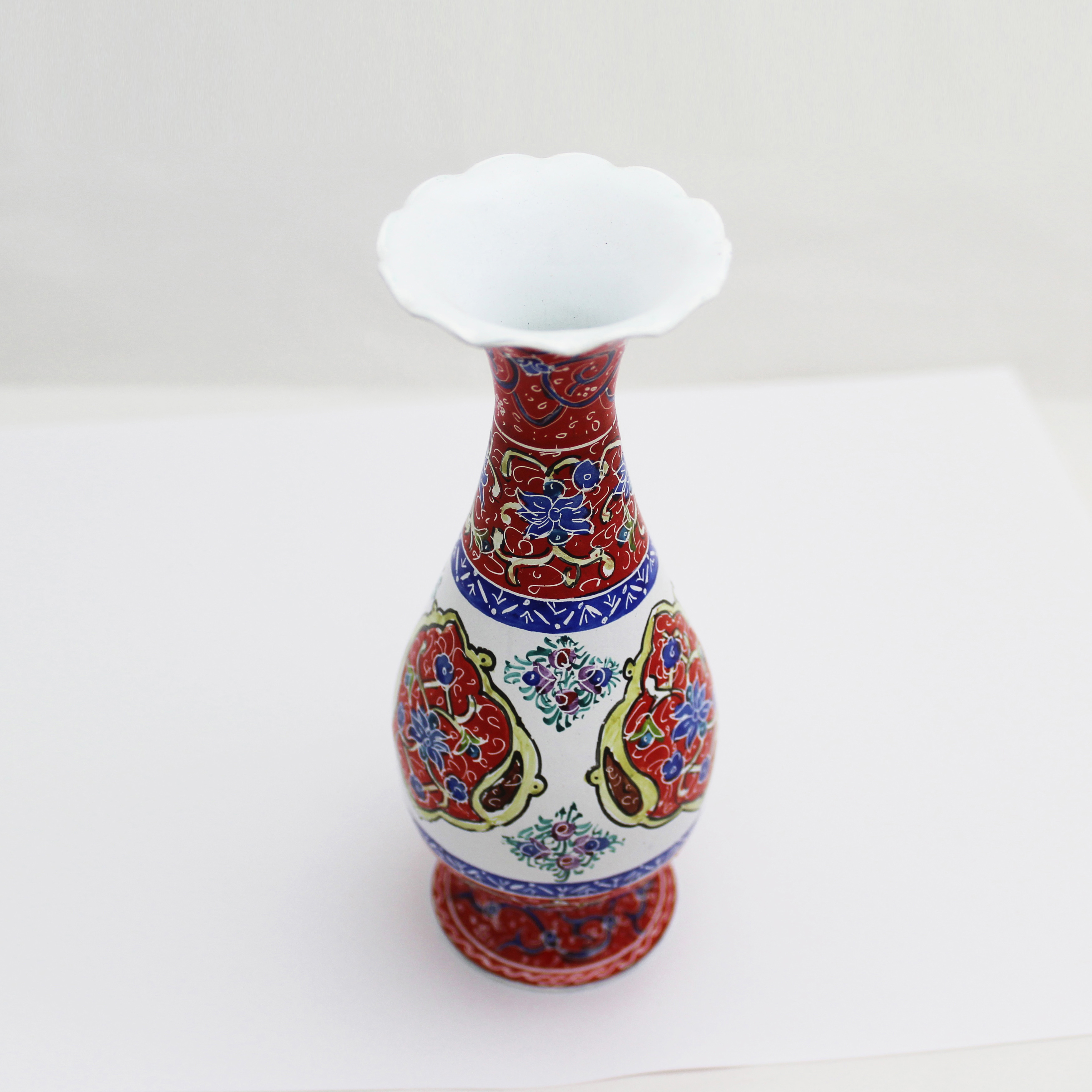 Persian enameled handicraft (Mina) - Flower Pot - Red Bergamot - 25 cm ...