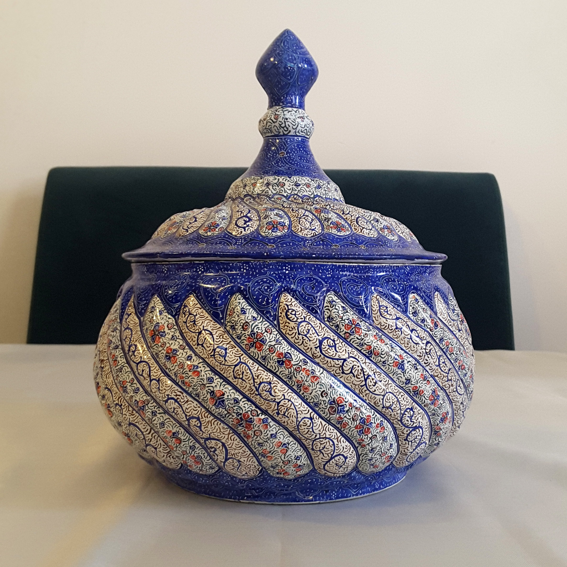 Enamel (Minakari) Large Candy Pot or Sugar Bowl - Isfahan handmade - 21 ...