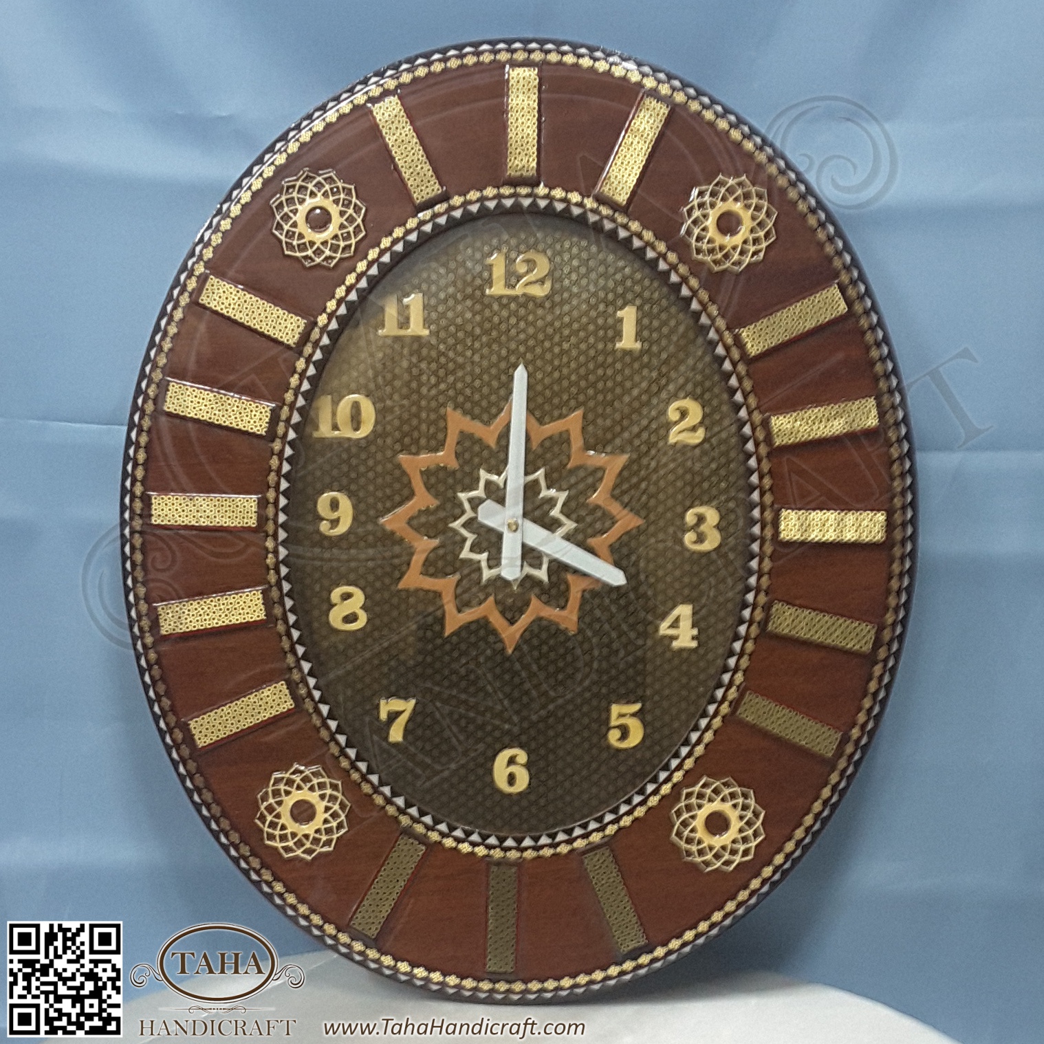 Iranian handicrafts - Persian Inlayed (Khatam) elliptical Wall Clock ...