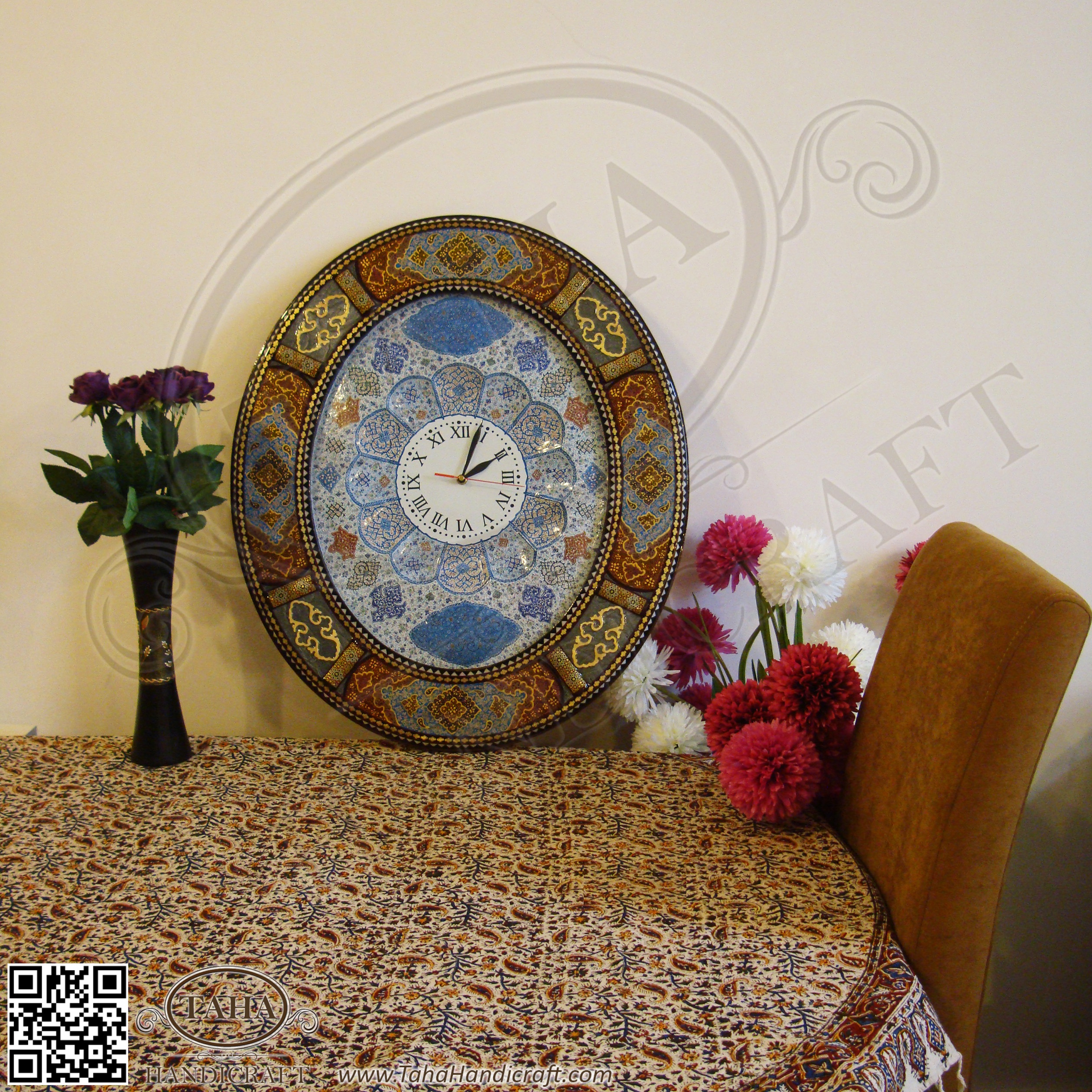Isfahan Handicraft - Persian Inlayed (Khatam) elliptical Wall Clock ...