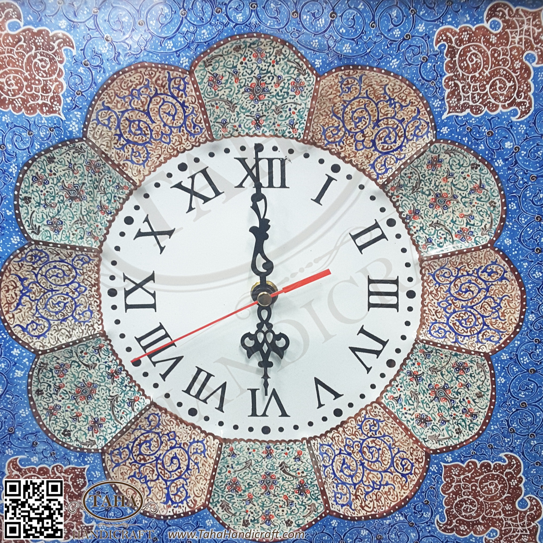 Persian handmade - Inlayed (Khatam) Wall Clock with enameld plate ...