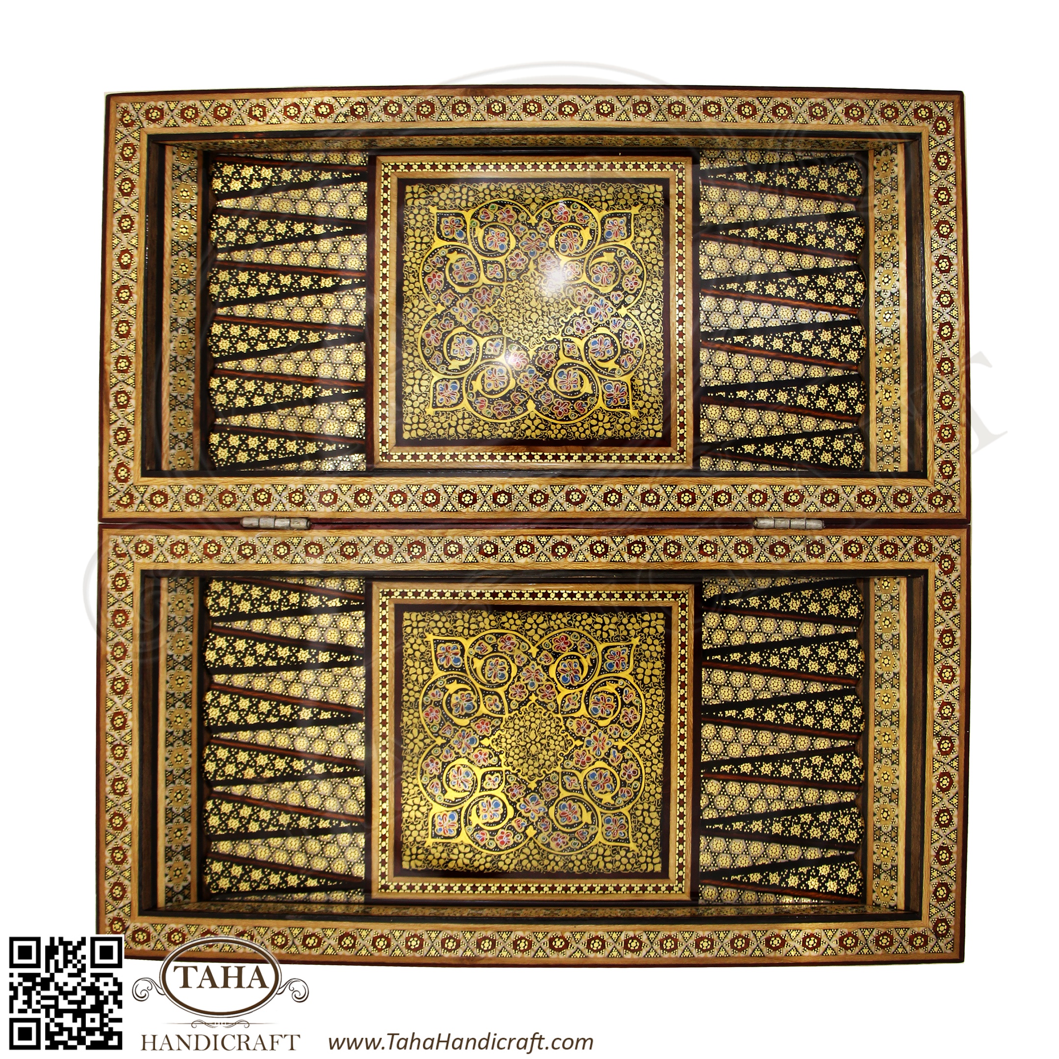 Persian inlayed (Khatam) Chessboard and Backgammon box with Persian ...