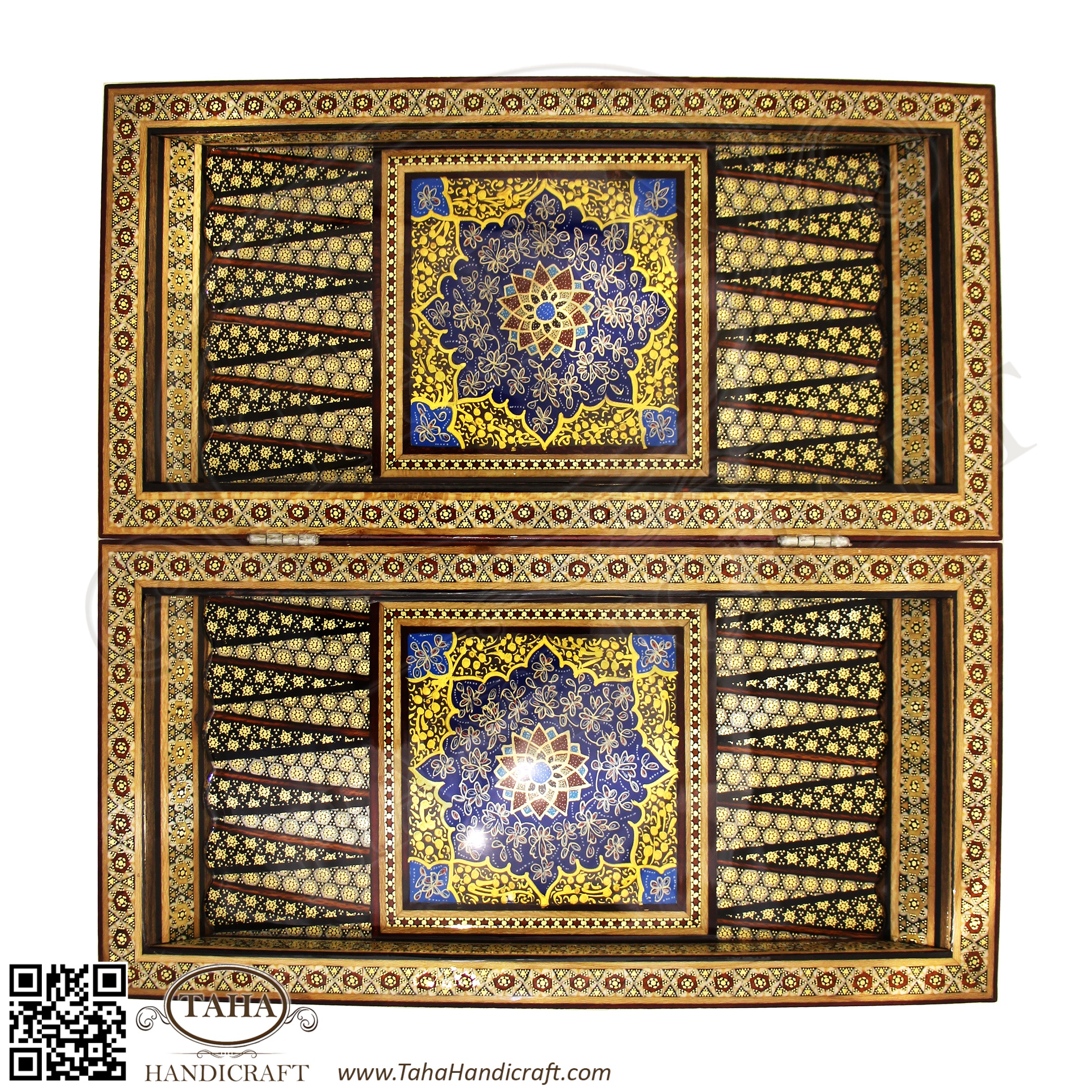 Persian inlayed (Khatam) Chessboard and Backgammon box with Persian ...