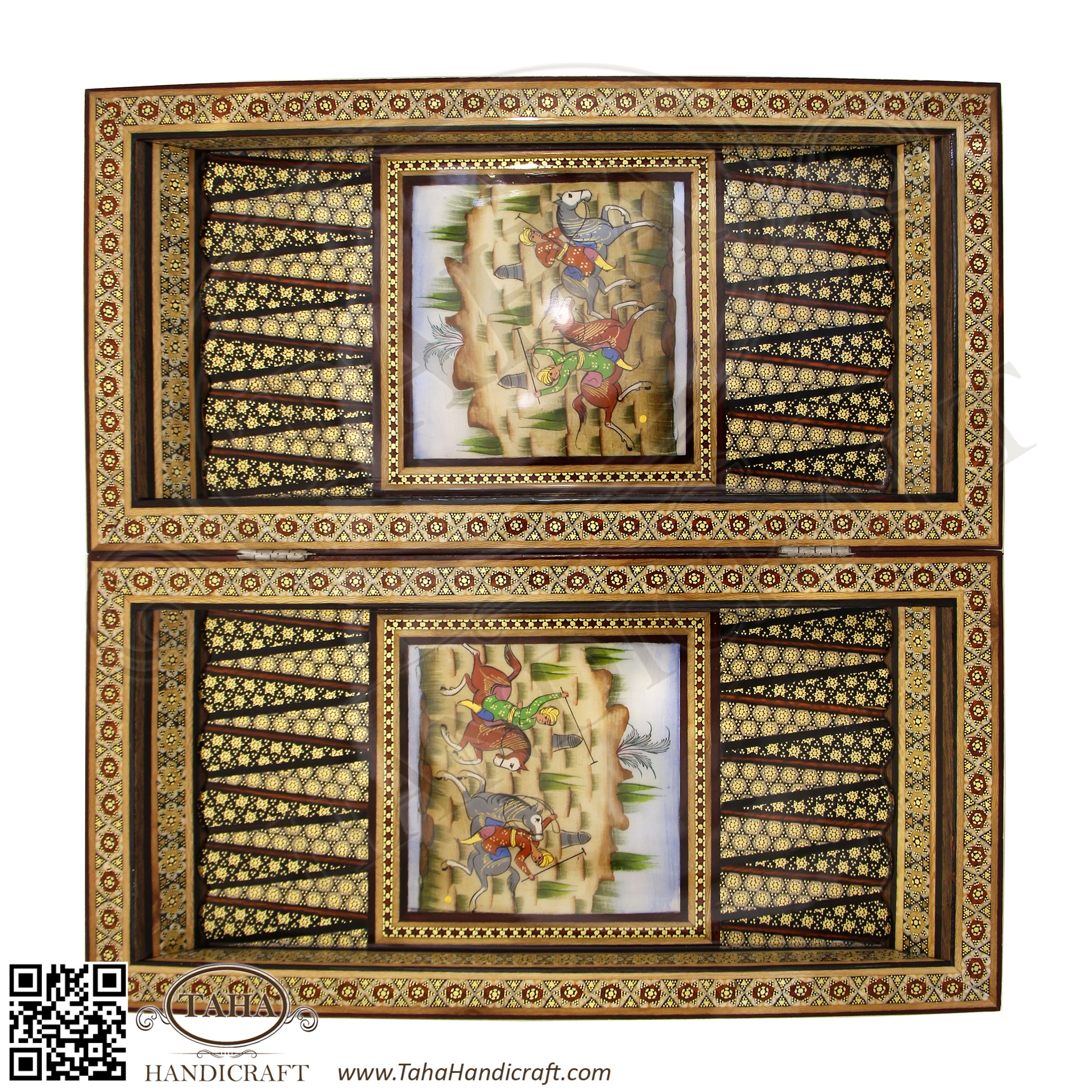 Persian inlayed (Khatam) Chessboard and Backgammon box with Persian ...