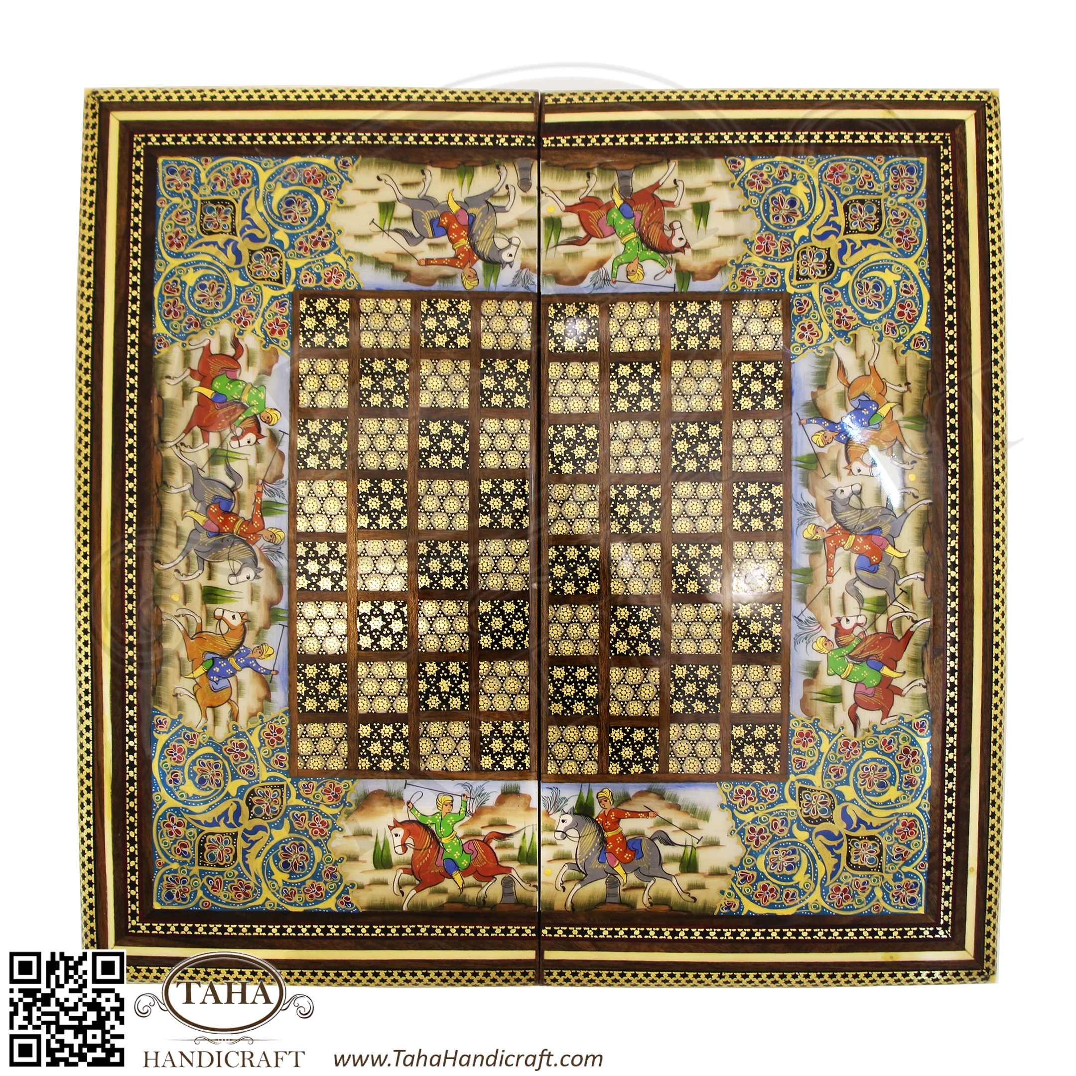 Persian inlayed (Khatam) Chessboard and Backgammon box with Persian ...