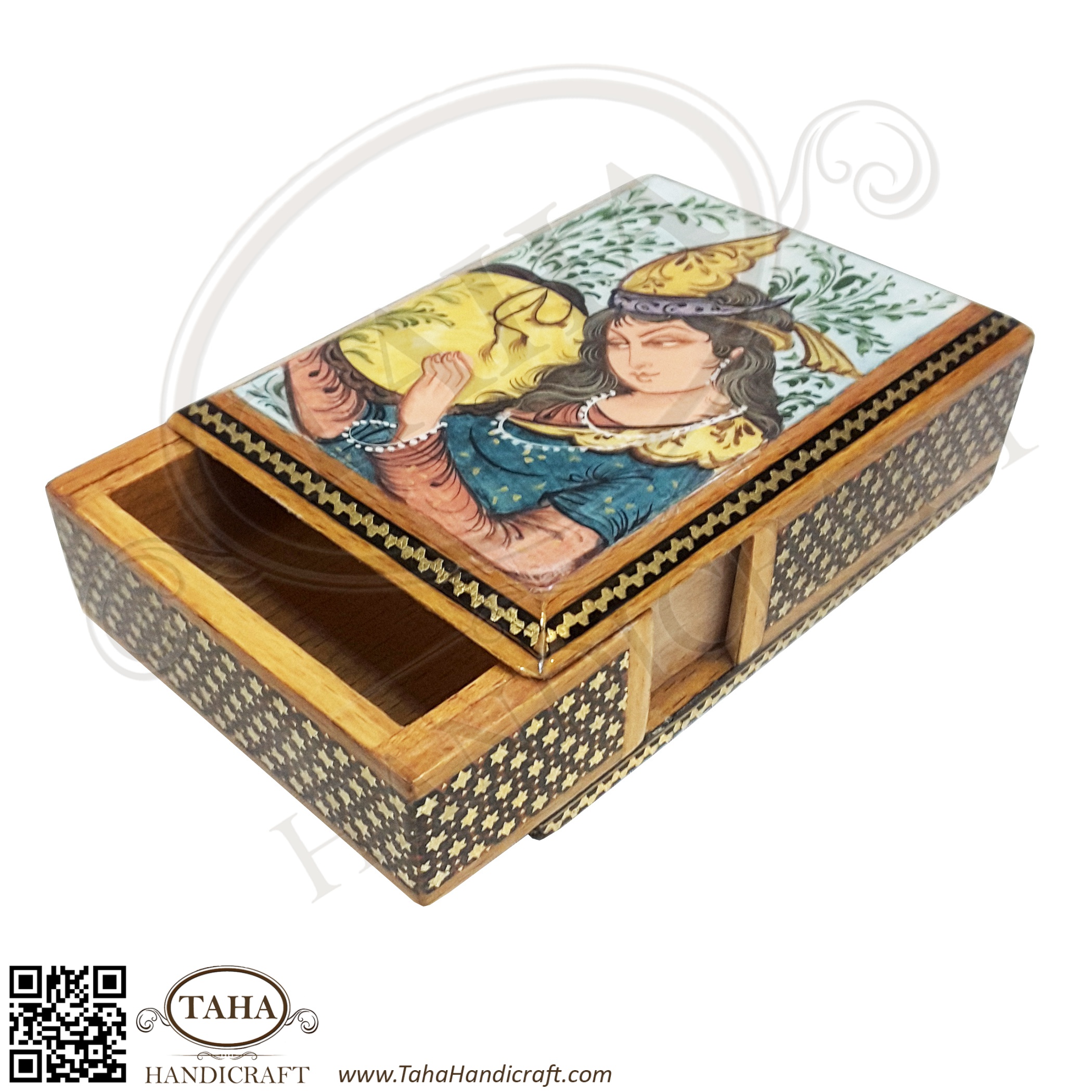 Persian inlayed Handicraft (Khatam) - Card Box with Leily minaiture ...