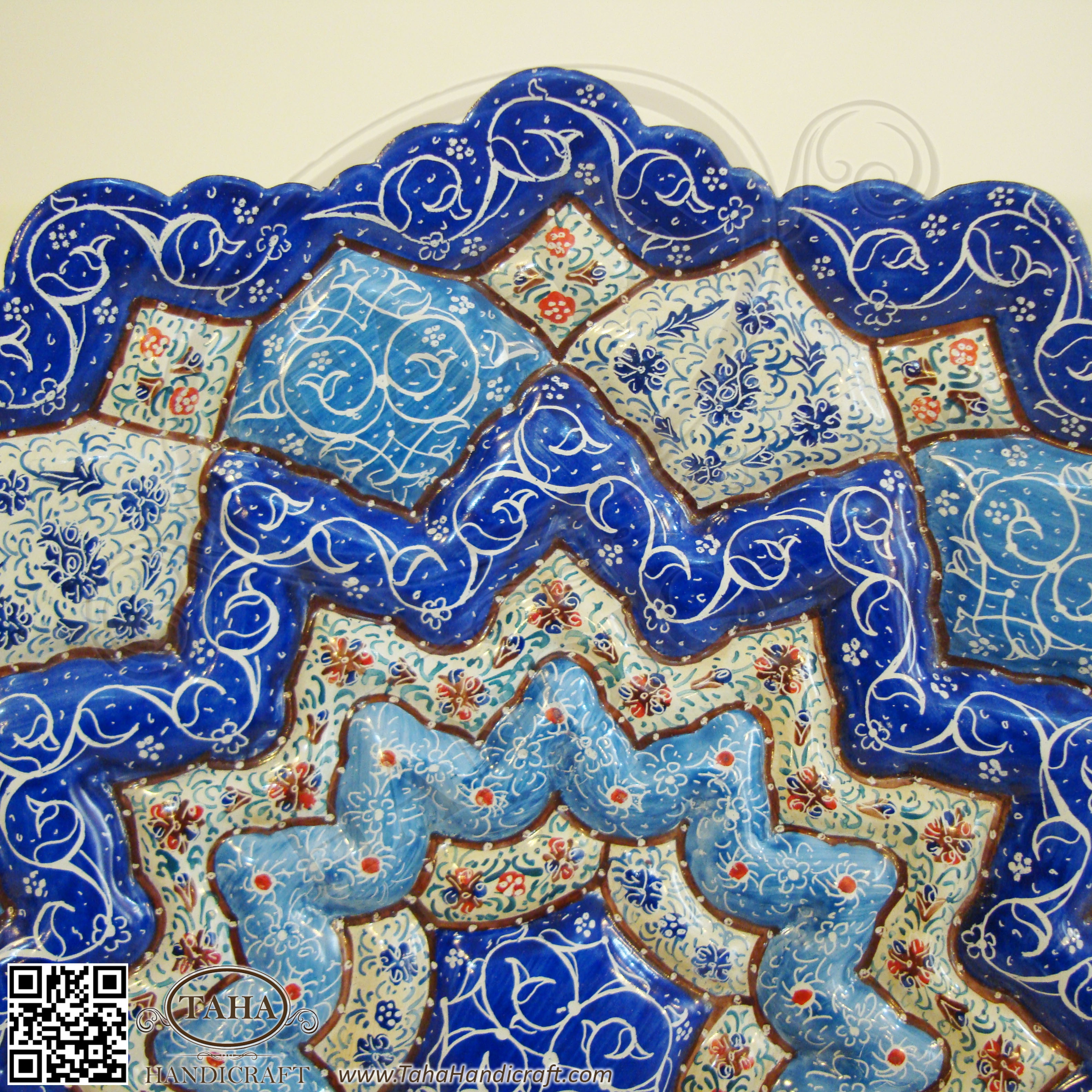 Iranian Handicraft Enameled Wall Hanging Plate (Eslimi design) - 25 cm ...