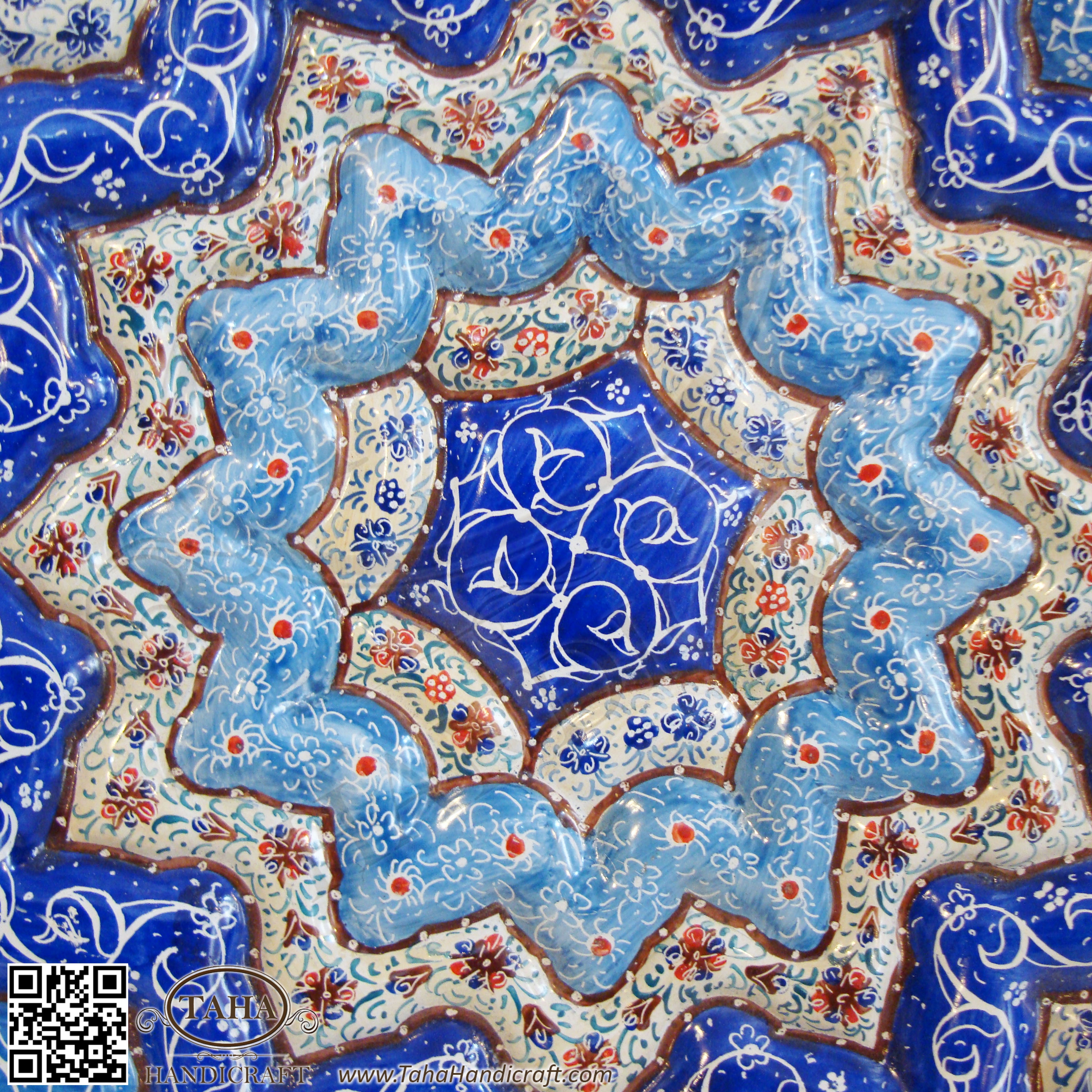 Iranian Handicraft Enameled Wall Hanging Plate (Eslimi design) - 25 cm ...