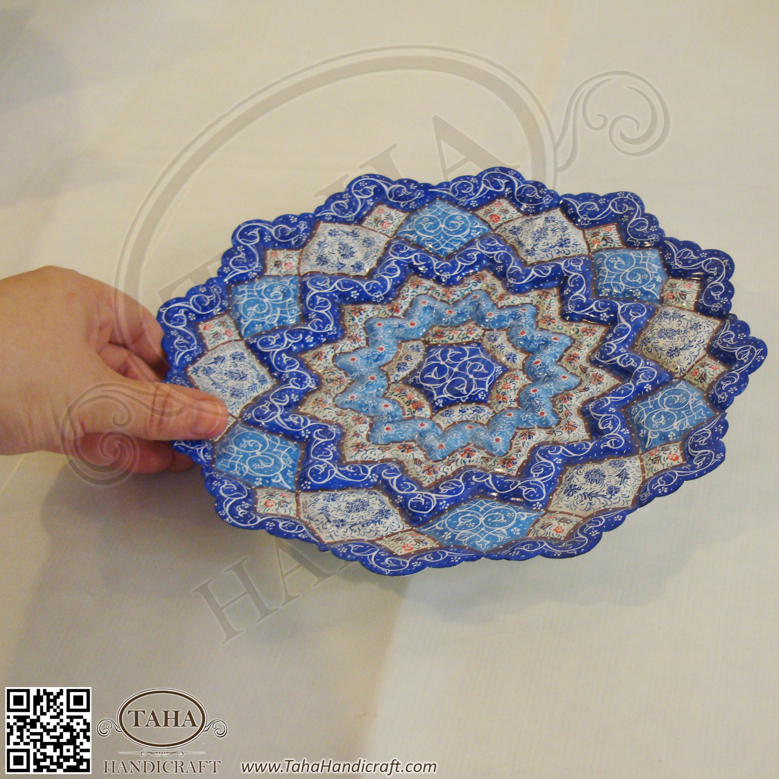 Iranian Handicraft Enameled Wall Hanging Plate (Eslimi design) - 25 cm ...