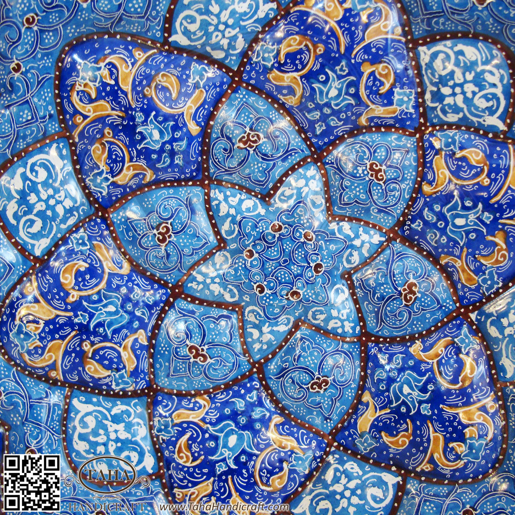 Iranian Handicraft Enameled Wall Hanging Plate (Eslimi design) - 25 cm ...