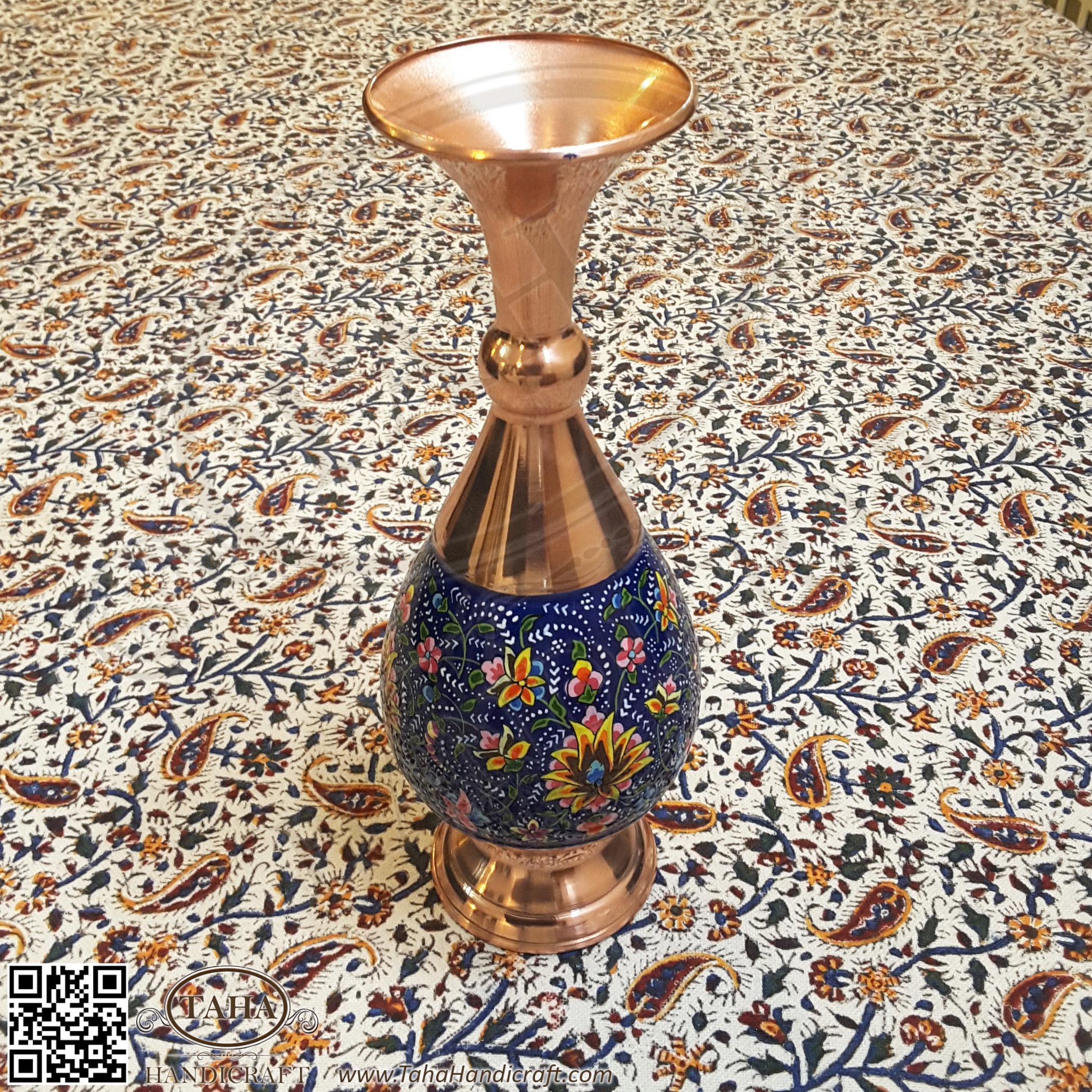 Persian enameled Handicraft (Mina) - Flower Pot Pardazi type - 25 cm ...